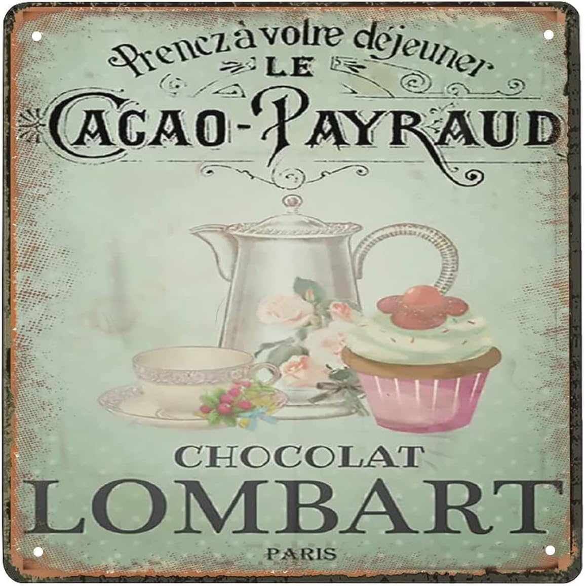 Amazon.com: Xiddxu Metal Poster Plaque French Vintage Pastry Wall Art ...