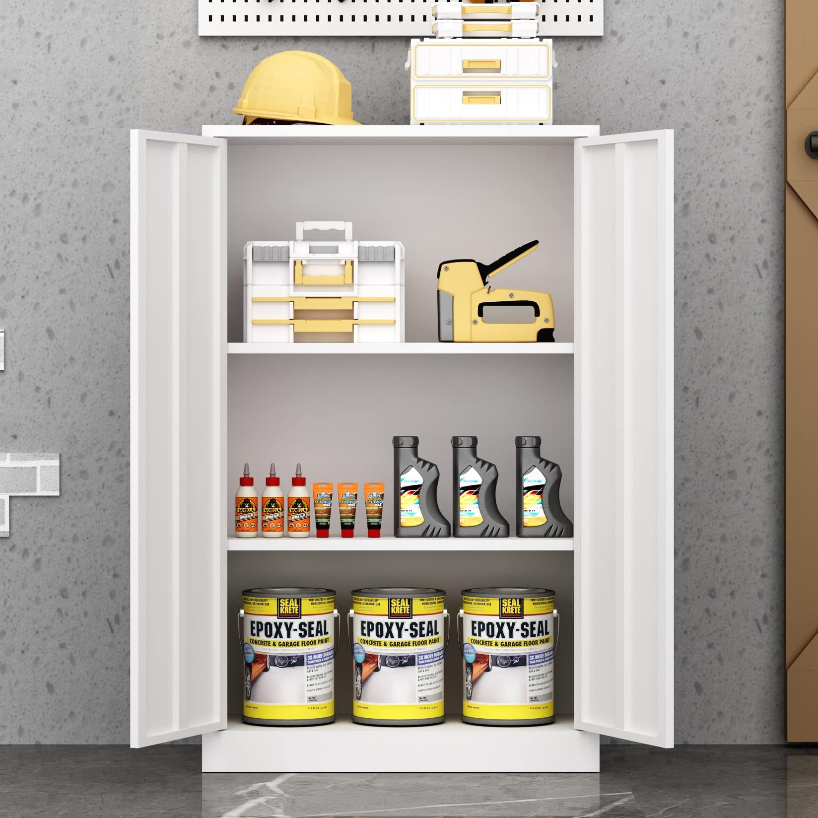 Amazon.com: GEDELITE Metal Cabinet with 2 Lock Doors,Garage Cabinet ...