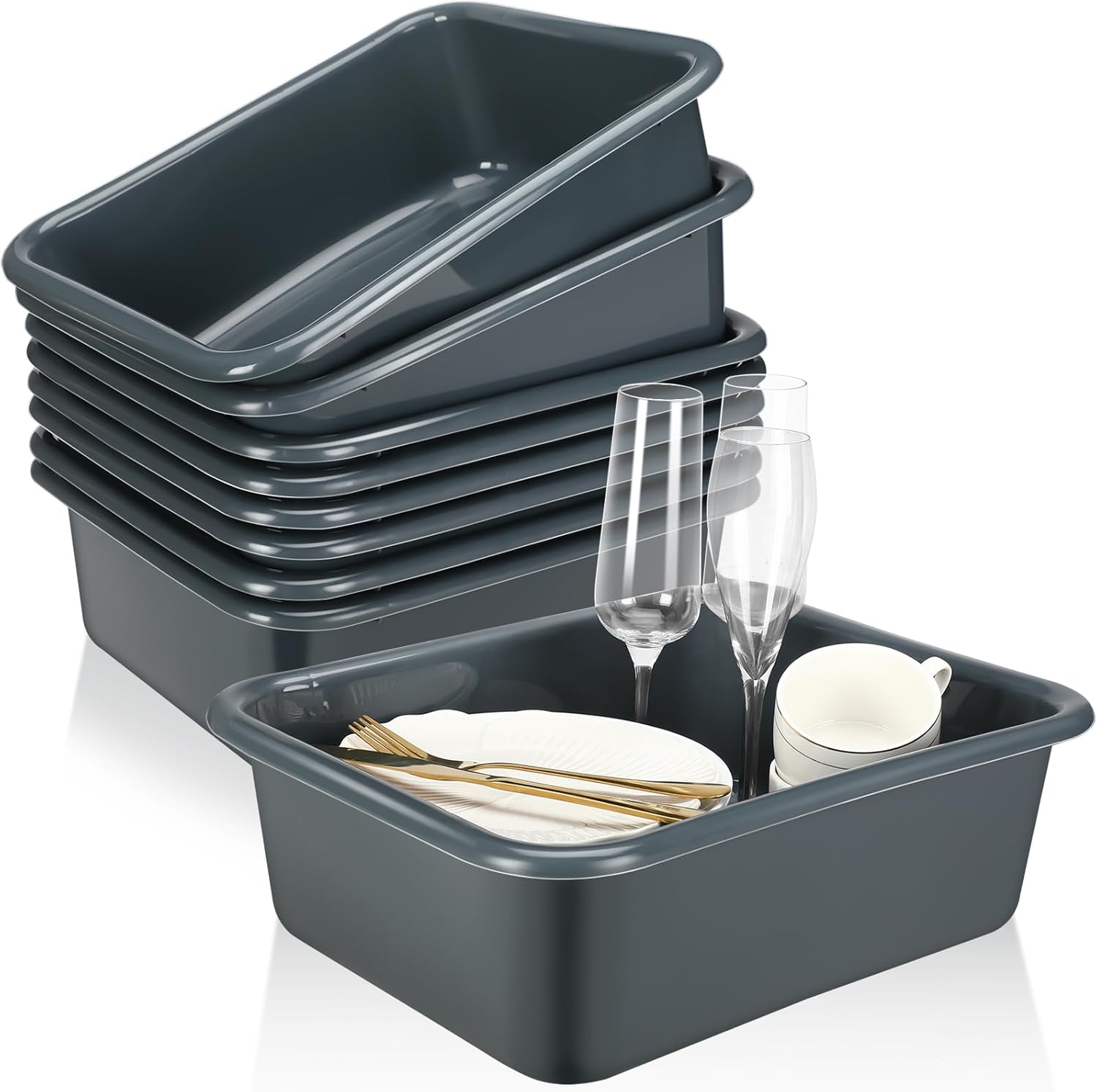 Amazon.com: Wesiti 8 Pack Plastic Bus Tubs Small Commercial Bus Box ...