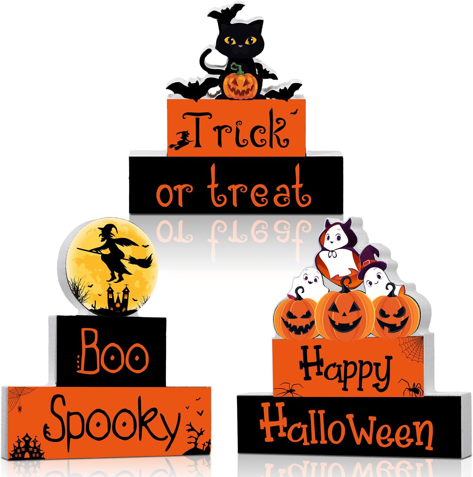 Amazon.com: Thyle 3 Pcs Halloween Wooden Sign Halloween Table ...