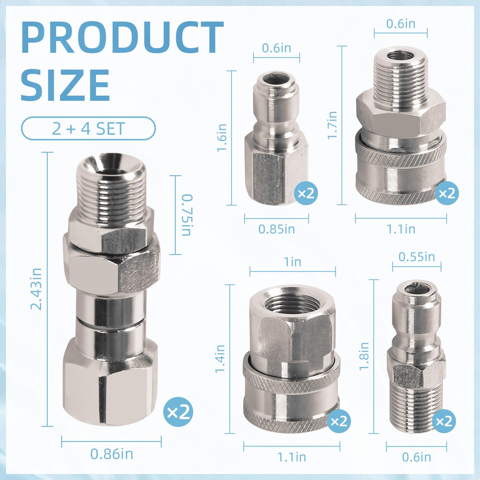 Snapklik.com : Ohiyoo Pressure Washer Fittings - 3/8 Inch Pressure Washer Quick Connect & 3/8 ...