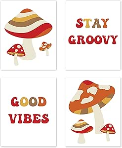 Amazon.com: Kasma Boho Mushroom Cute Colorful Wall Art Posters Home Room Decor Pictures Prints ...