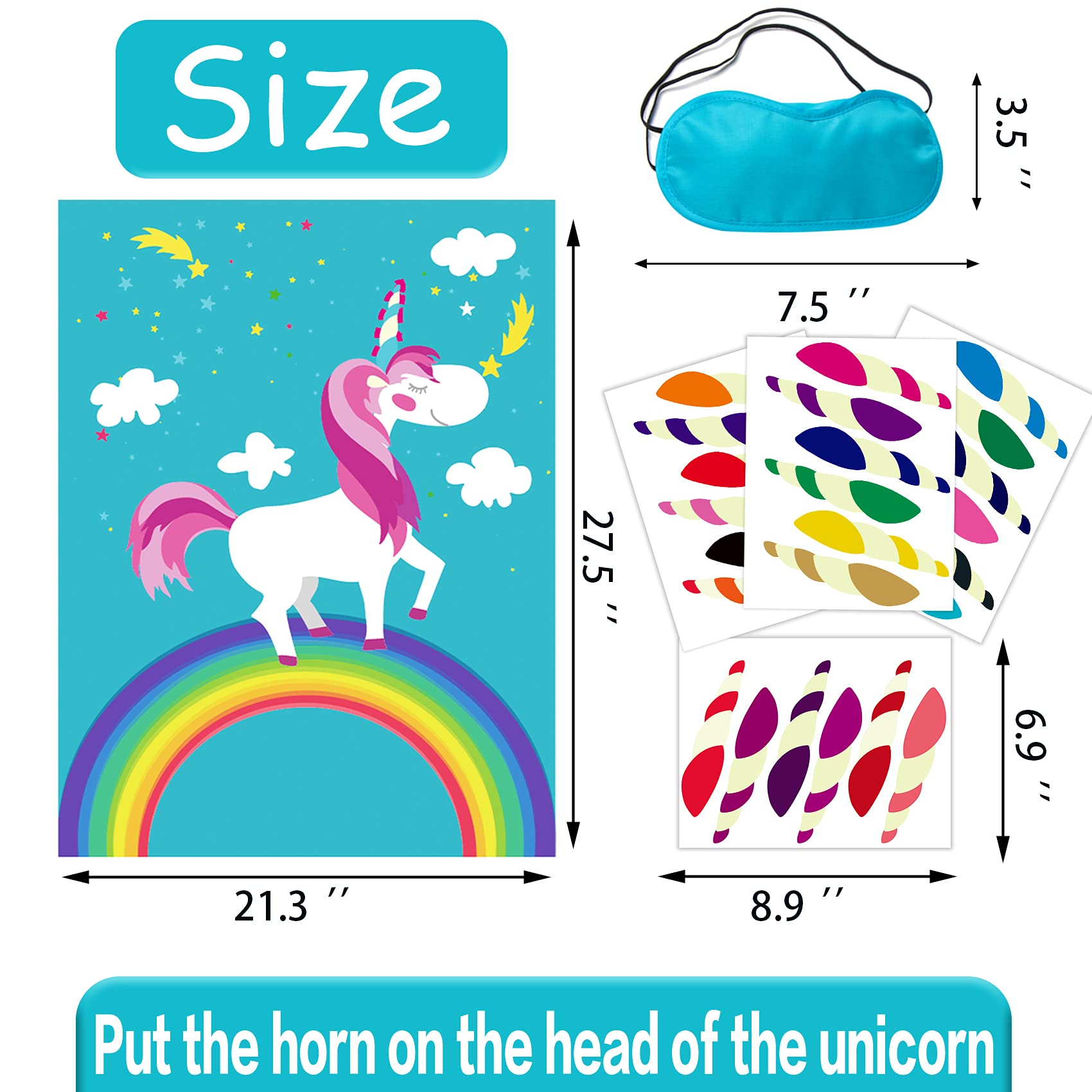 Birthday Games for Kids Party, Pin The Horn Tail on The Unicorn, First ...