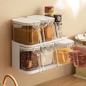 Amazon.co.jp: Condiment Container Magnetic Stand 2 Tier Kitchen Spice ...