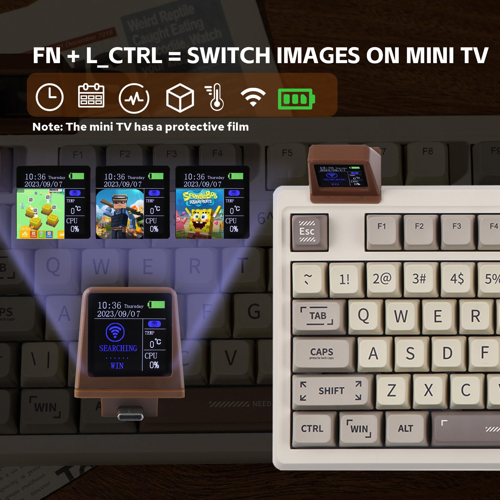 EPOMAKER RT100 Mechanical Keyboard, Retro Gaming Keyboard, with Display ...