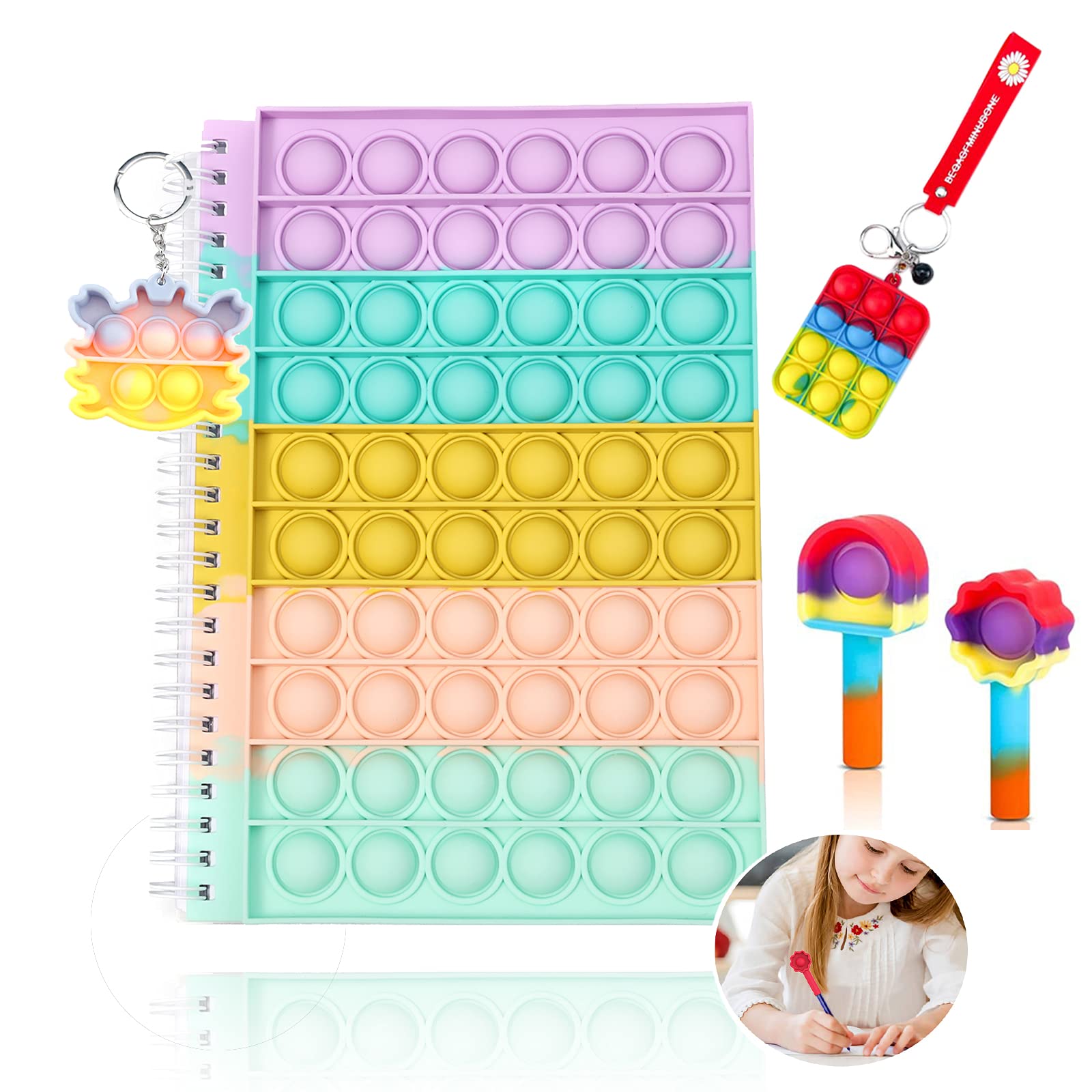 Buy Komoo Pop Bubble Fidget Pencil Box Sensory Toy Set, Popper Simple ...