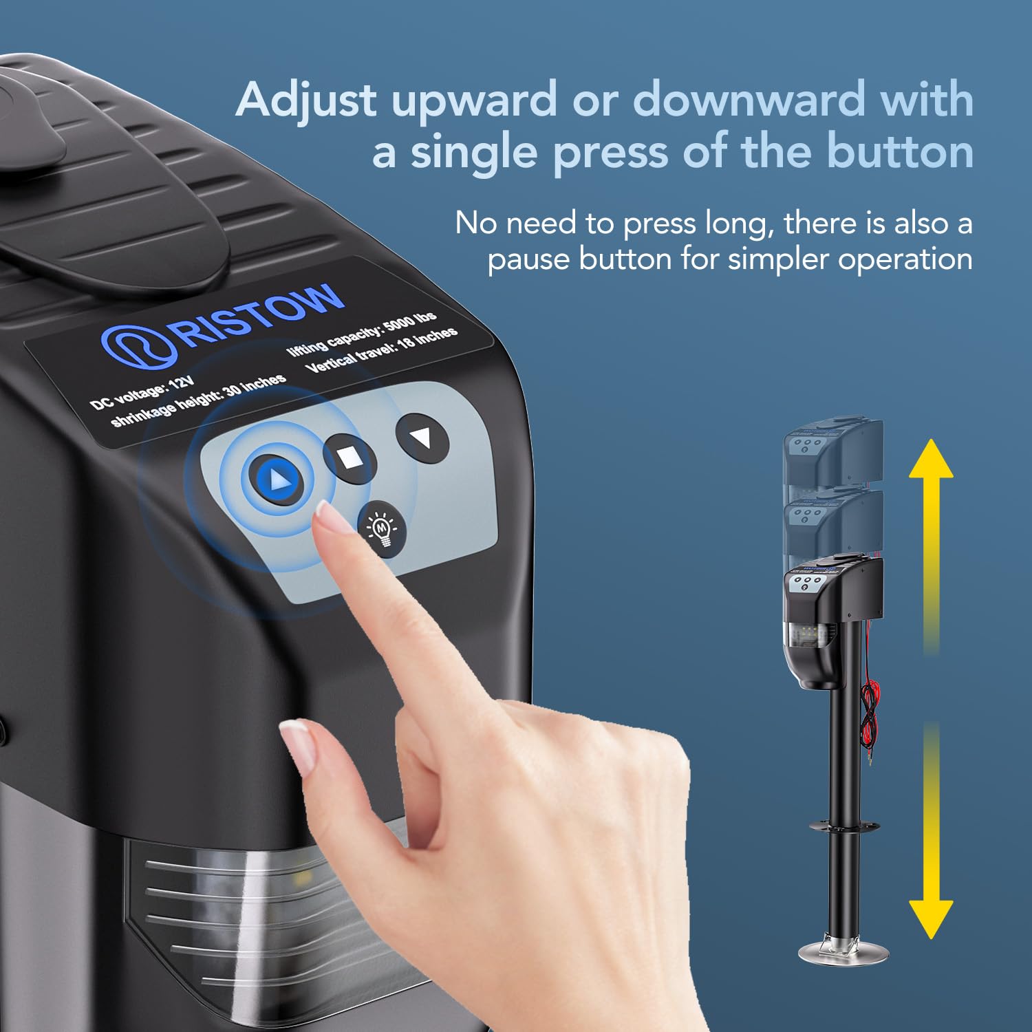 Snapklik.com : RISTOW Remote Control Electric Trailer Jack 5000 Lbs ...