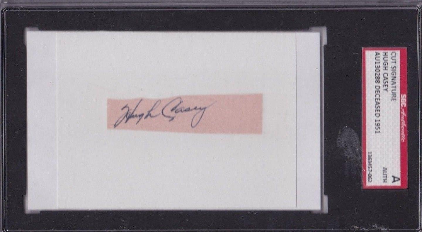 Cut Signature HUGH CASEY signed autographed Deceased 1951 SGC Authentic ...