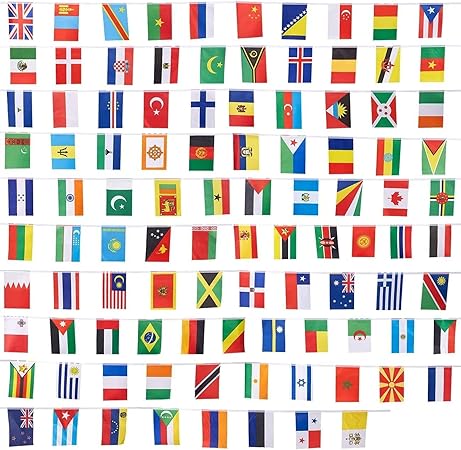 Amazon.com : World Flags Banner with 100 International Countries for ...