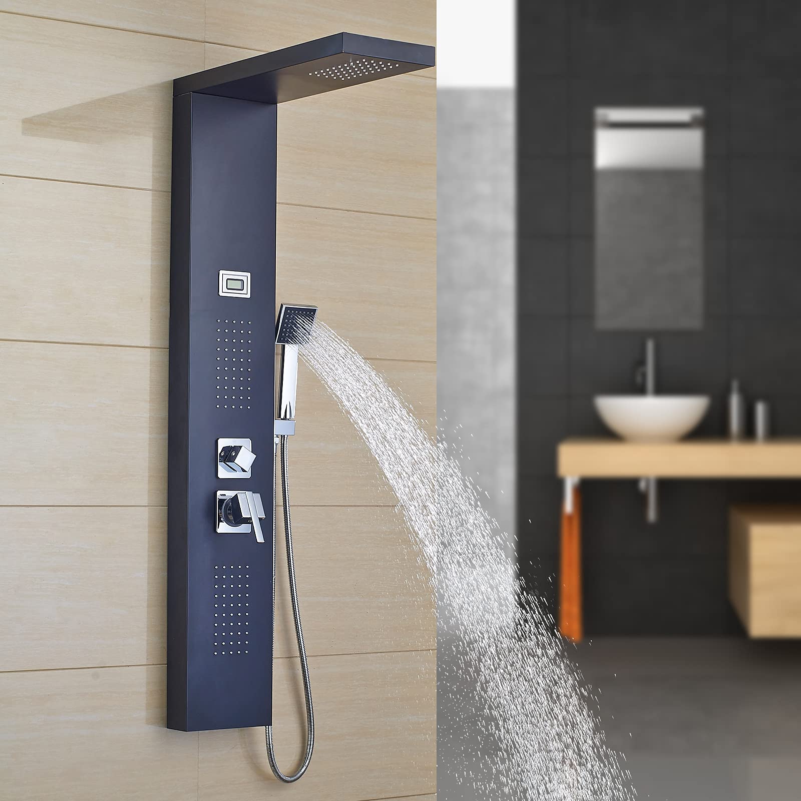 ROVATE Stainless Steel Shower Panel Tower System, Wall Mount Multi ...