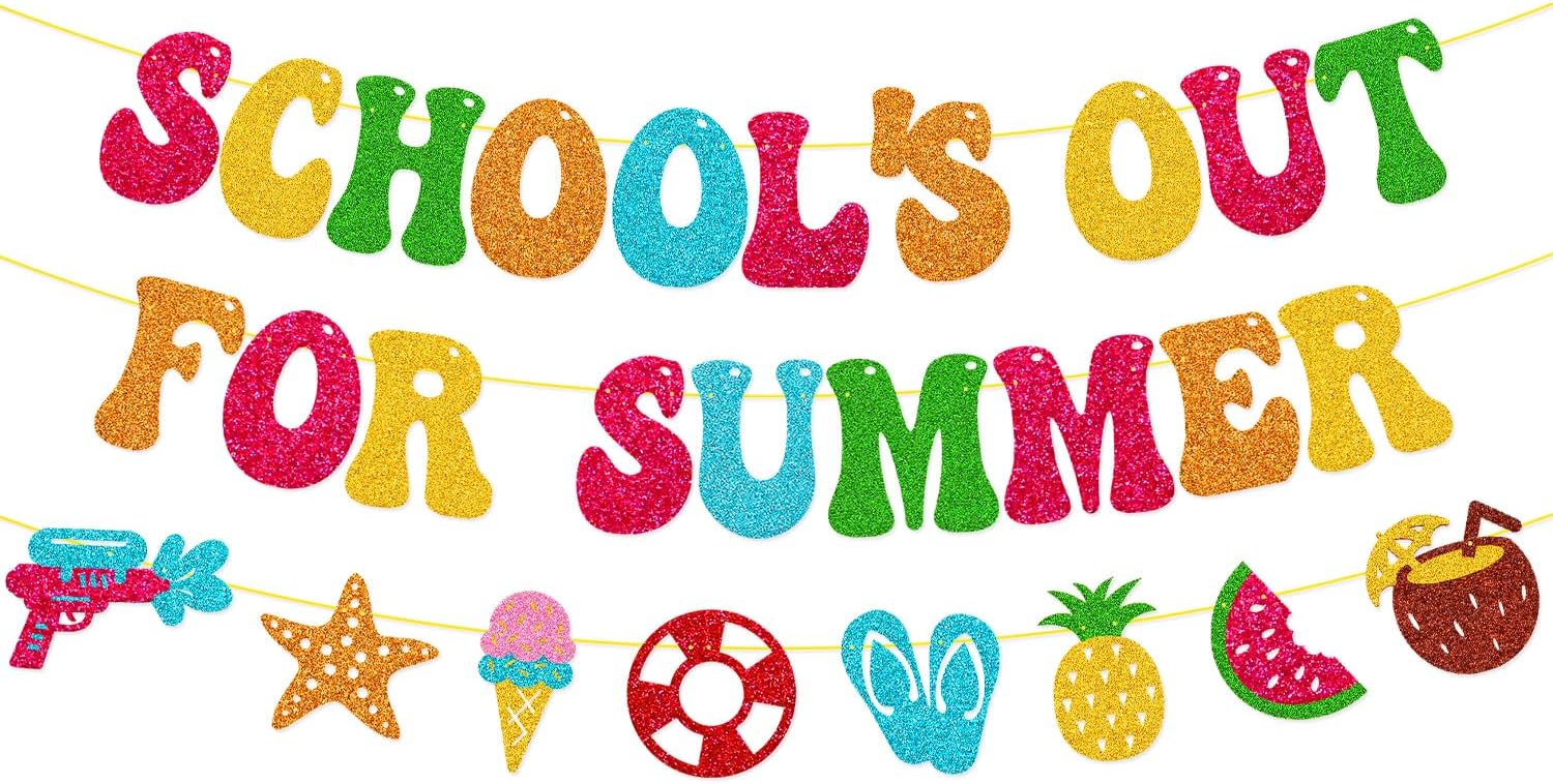 Amazon.com: School’s Out for Summer Banner Last Day of School Hello ...