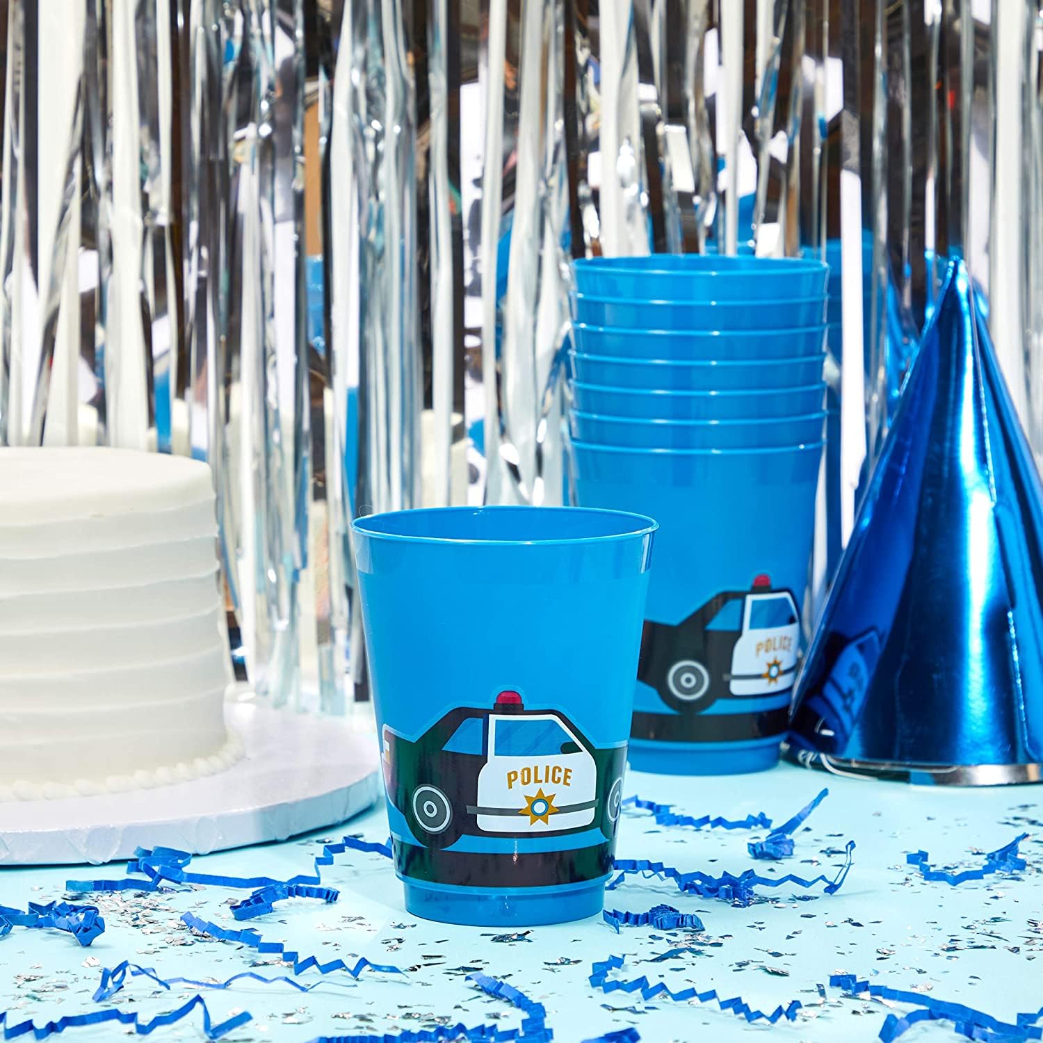 Snapklik.com : BLUE PANDA 16 Pack Plastic Police Cups, Car Party Favors ...