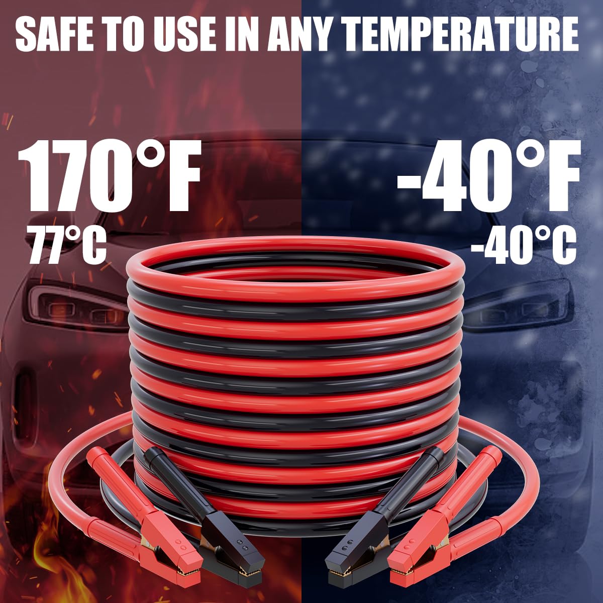 Snapklik.com : Heavy Duty Jumper Cables 1 Gauge 30FT 900A, Automotive ...