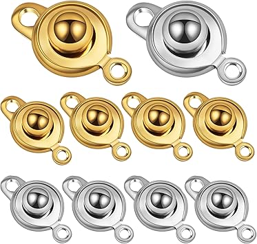 Amazon.com: 10pcs Stainless Steel Round Snap Button Clasps with 2 Holes ...