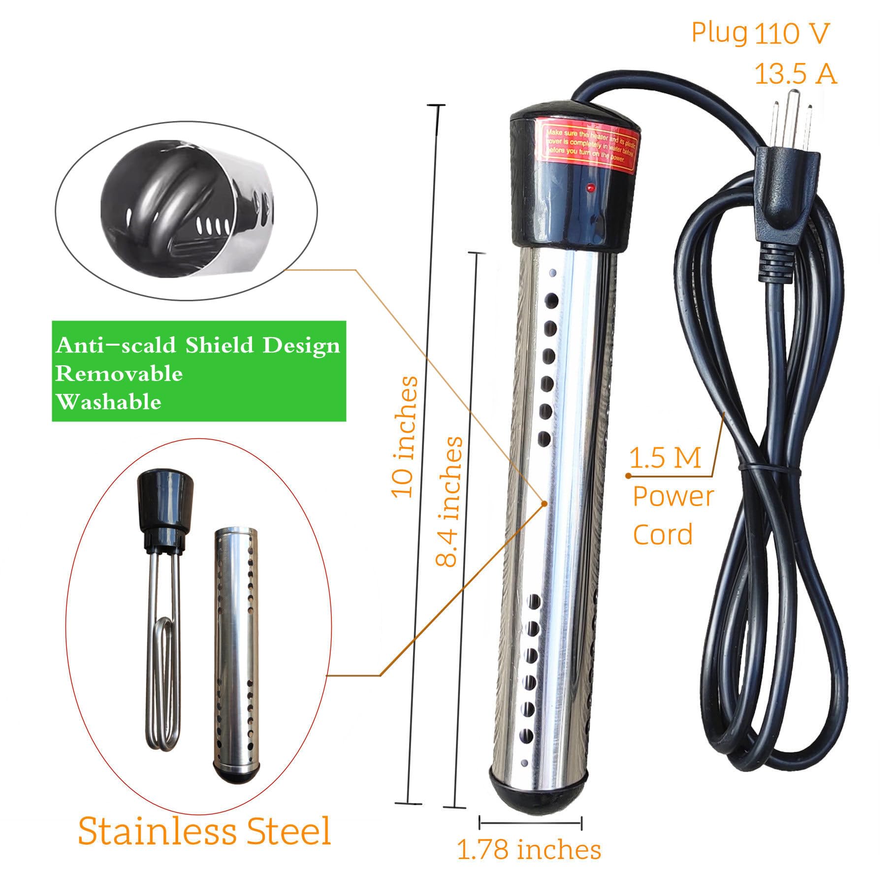 Snapklik.com : 1500W Portable Electric Immersion Water Heater For ...