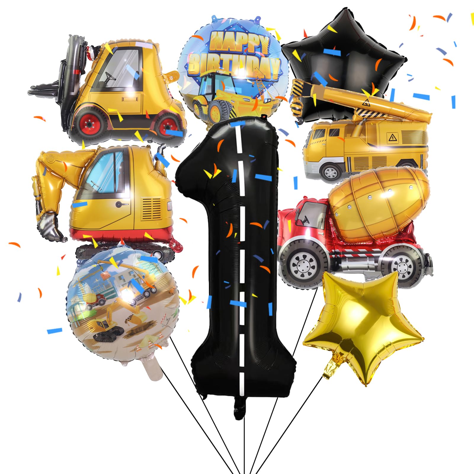 Amazon.com: Construction 1st Birthday Party Decorations, 9pcs ...