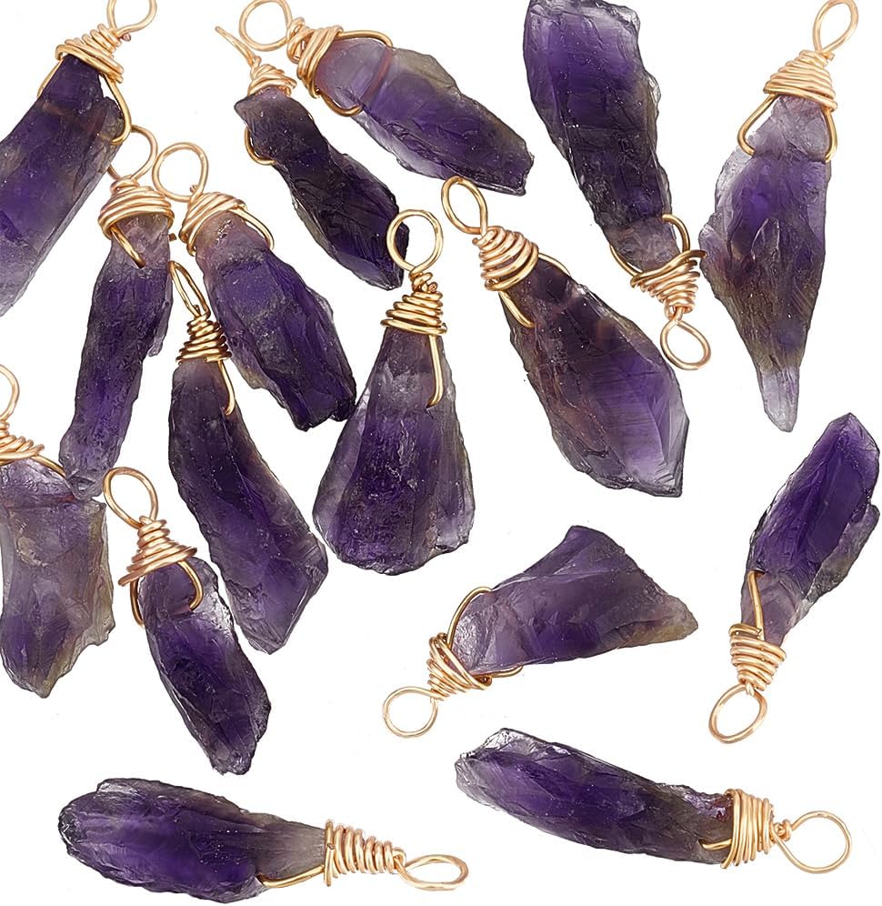 Amazon.com: FINGERINSPIRE 16pcs About 28mm Natural Amethyst Pendant ...