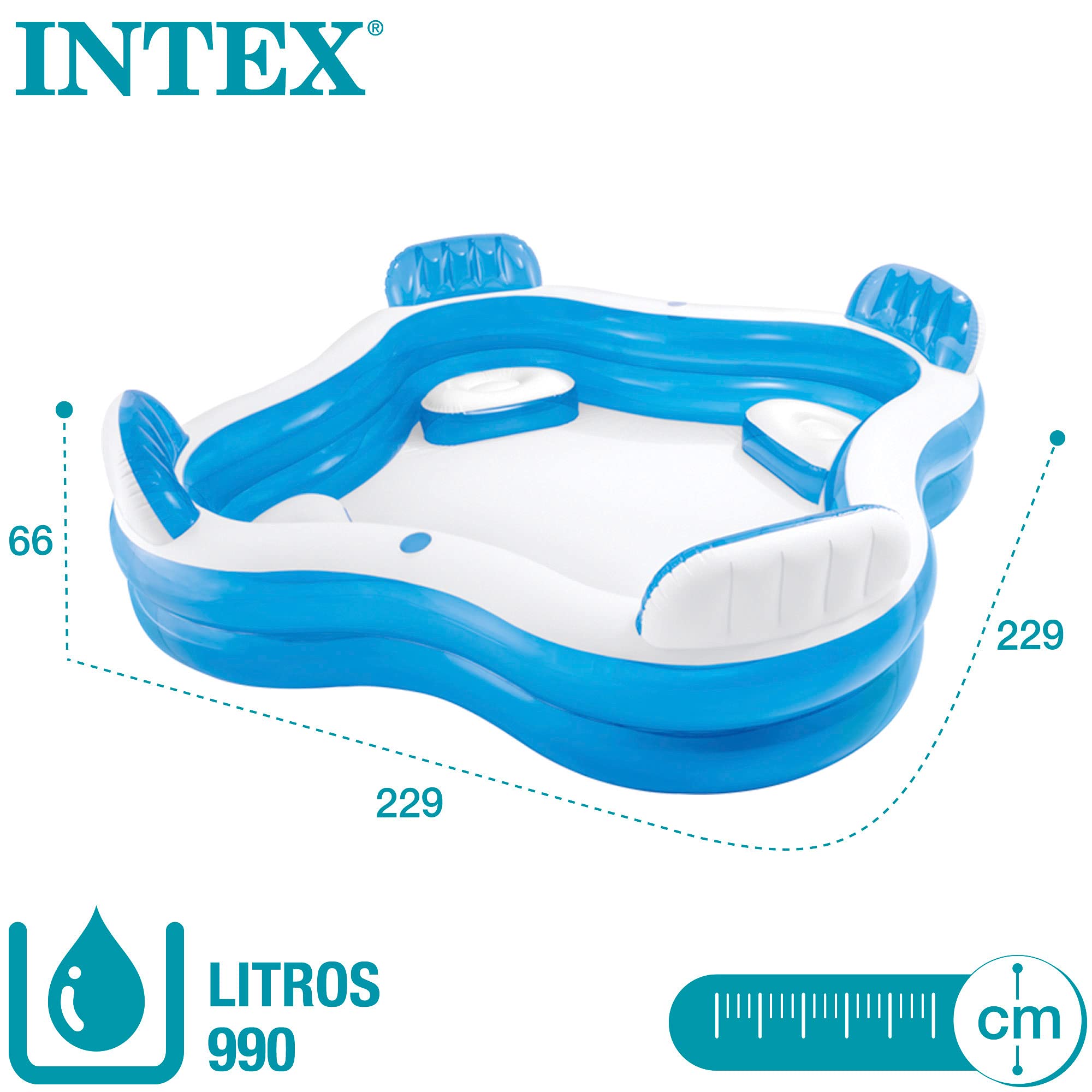Intex 12-56475NP Swim Center Family Lounge Inflatable Pool, 90" X 90" X ...