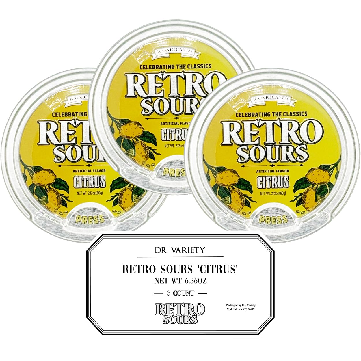 Amazon.com : Retro Sours Citrus Lemon Candy 3-Pack – Nostalgic Hard ...