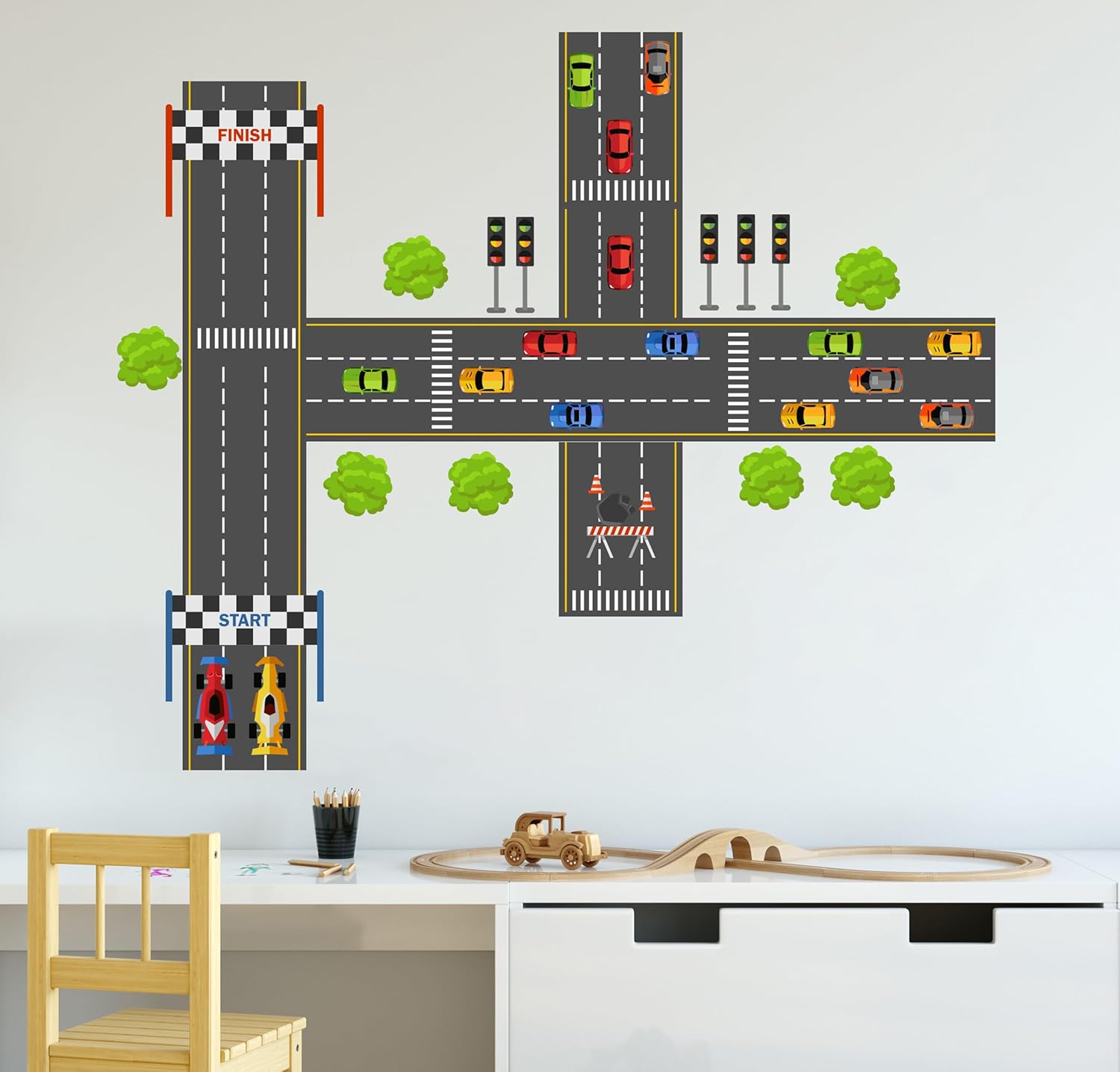 Amazon.com: COCODECO Car Road Wall Decal Traffics Wall Stickers Kids ...