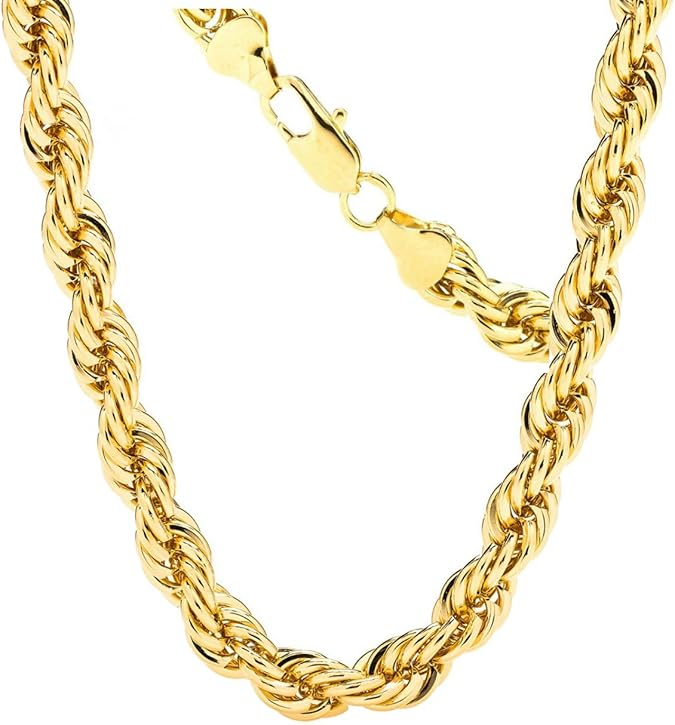 Gold Rope Chain 7MM, 24K Diamond Cut Fashion Jewelry Necklaces in ...