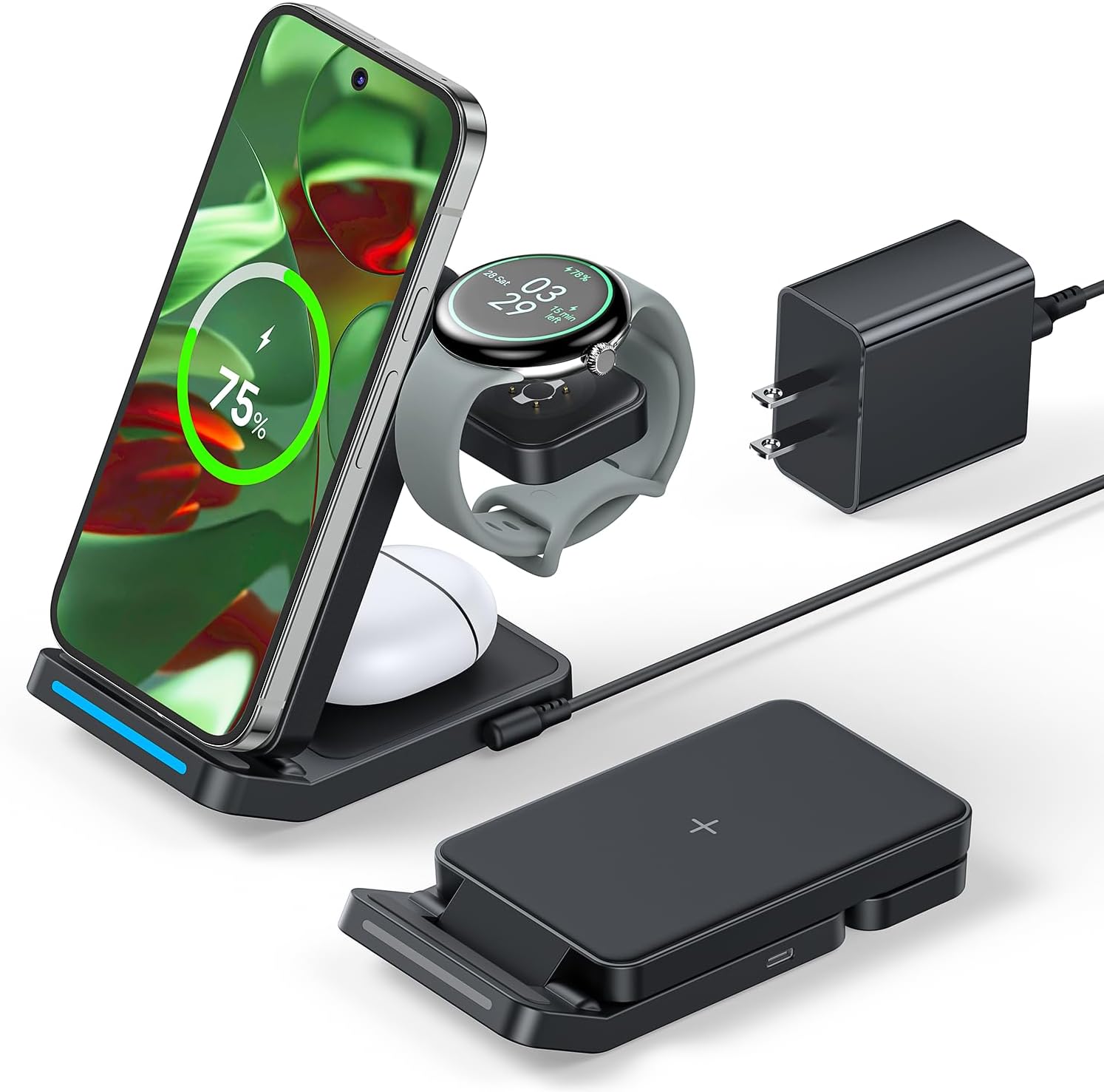 Amazon.com: EloBeth Wireless Charging Station, 3 in 1 for Google Pixel ...