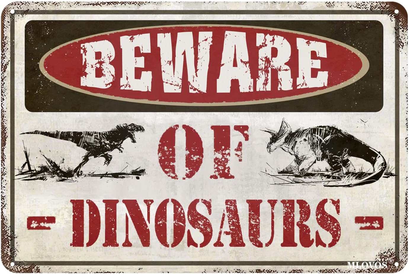 Amazon.com : Funny Beware Dinosaurs Yard Sign - Metal Tin Sign for ...