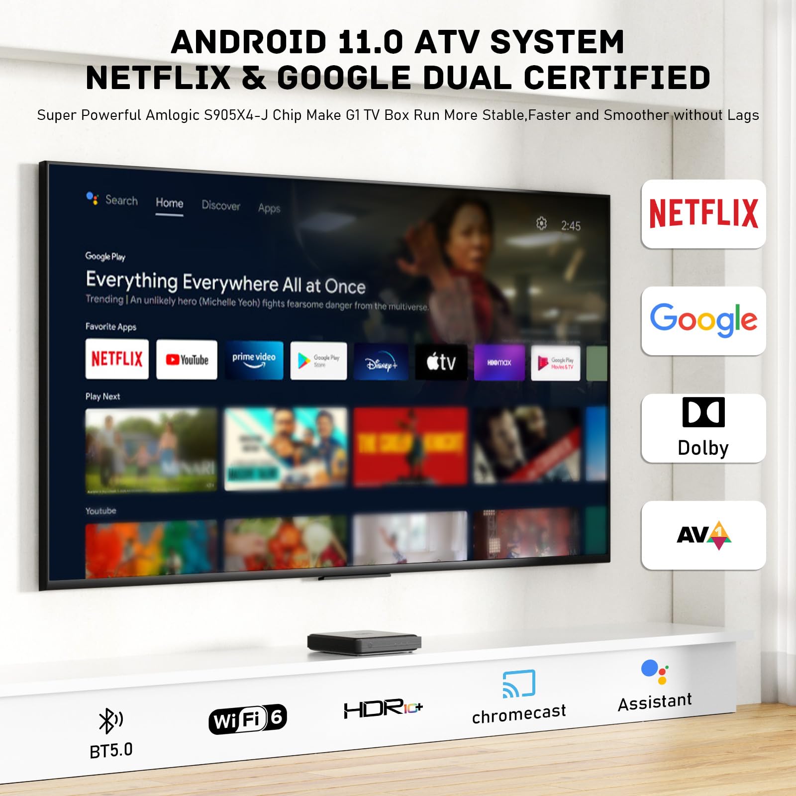Snapklik.com : Android 11.0 TV Box, G1 Smart TV Box Netflix Google ...