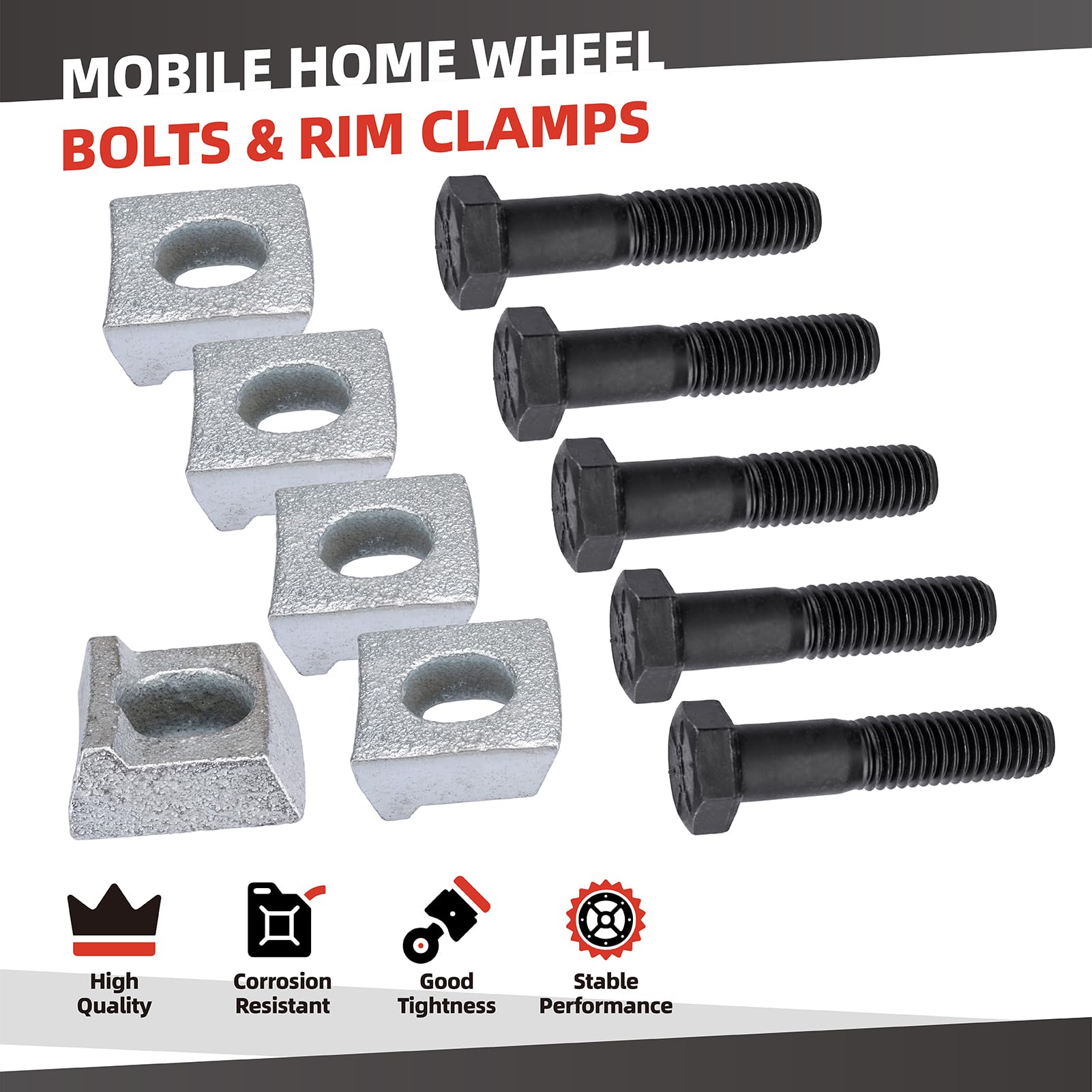 Snapklik.com : 5 Pack Mobile Home Wheel Rim Bolts & Clamps