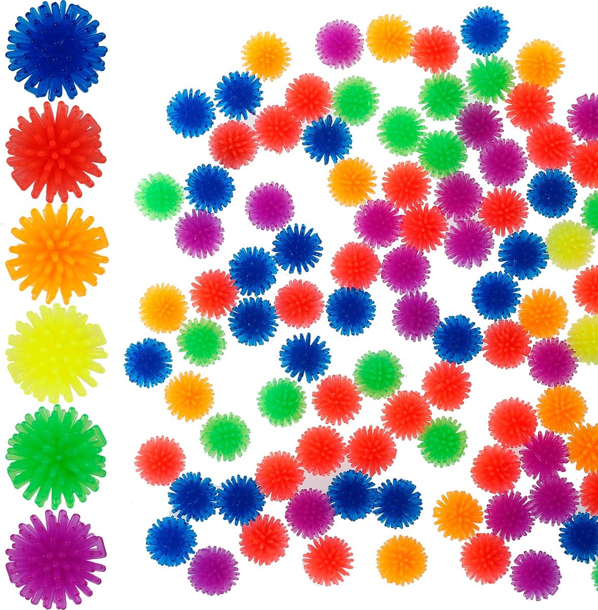 Amazon.com: 100 Pcs Spiky Hedge Balls, Multicolored Porcupine Balls ...