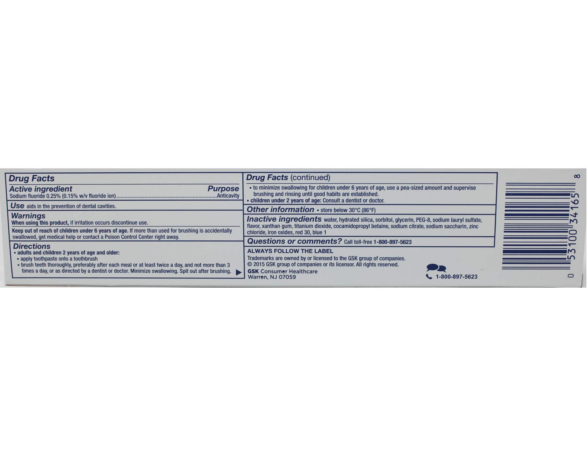 Aquafresh Toothpaste Ingredients