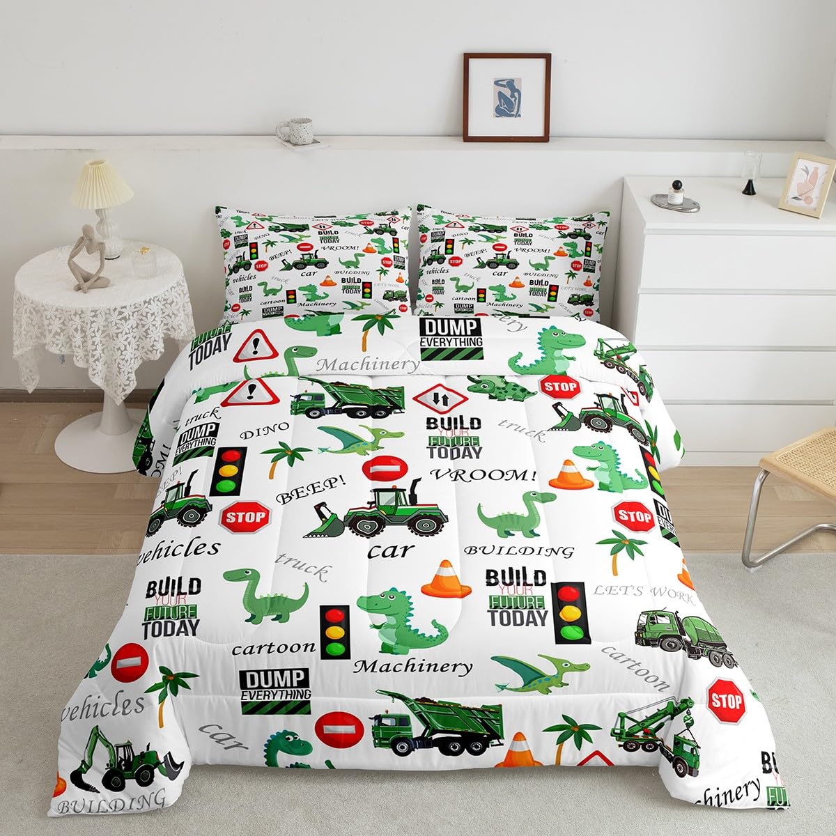 Amazon.com: Kids Tractor Bedding Sets for Boys Excavator Comforter Full ...