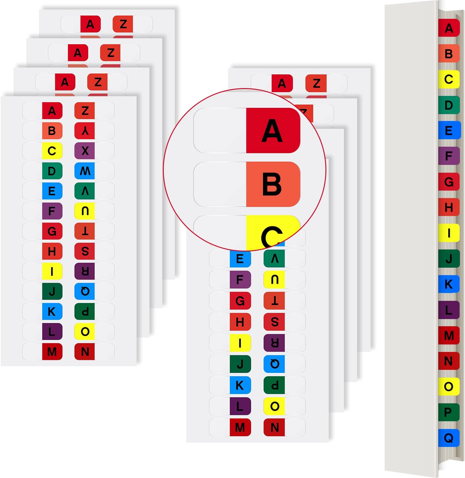 A-Z Tab Dividers for 3 Ring Binders Multicolor Tabs Alphabet Tabs ...