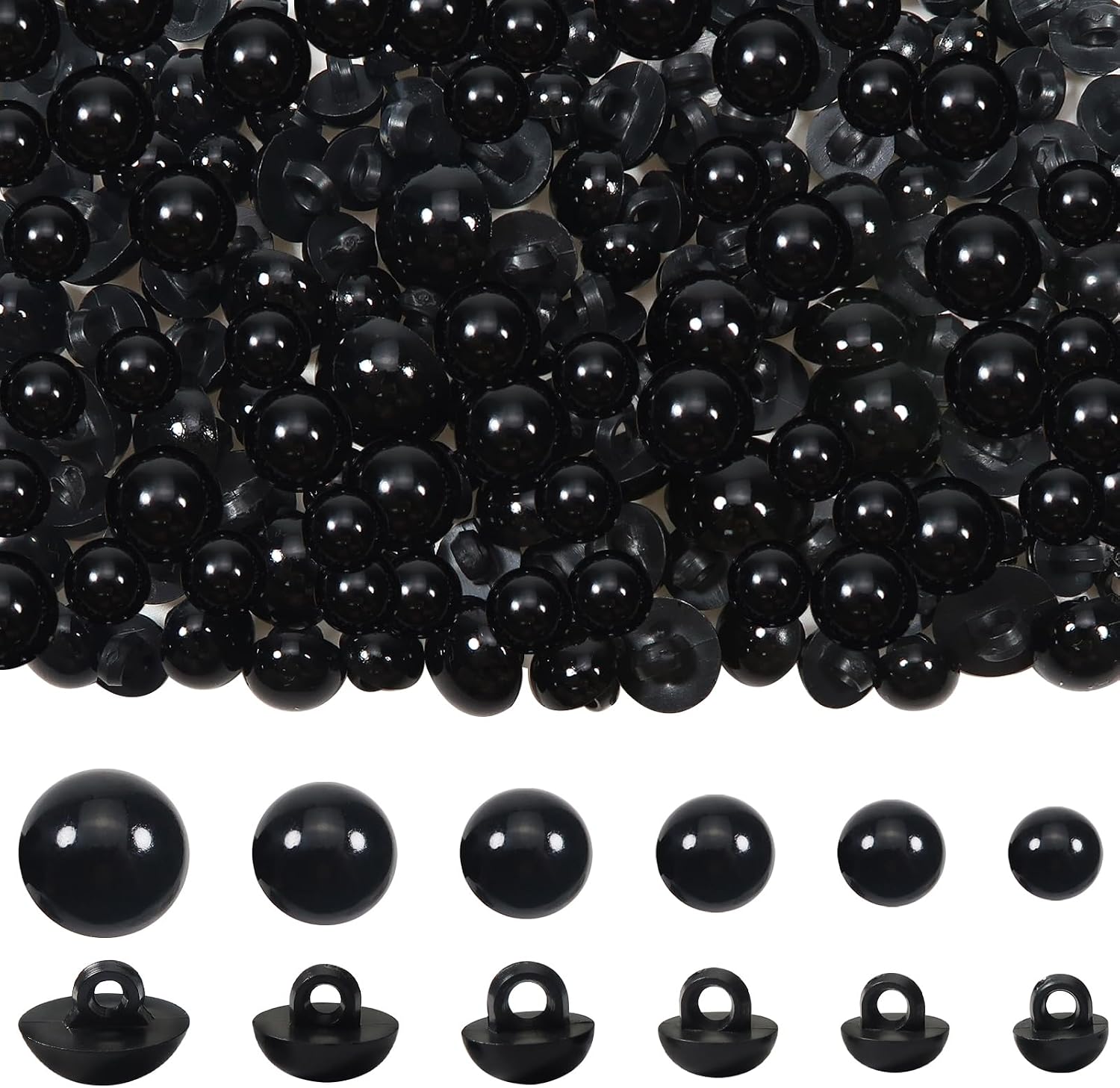 Amazon.com: TOAOB 128pcs Sew On Safety Eyes Buttons Black 8mm to 15mm ...