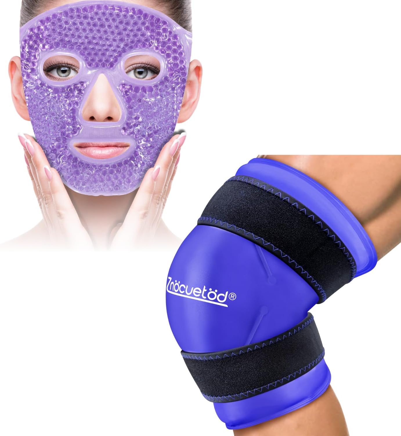 Amazon.com: ZNÖCUETÖD Bundle of Gel Beads Ice Face Mask for Headaches ...