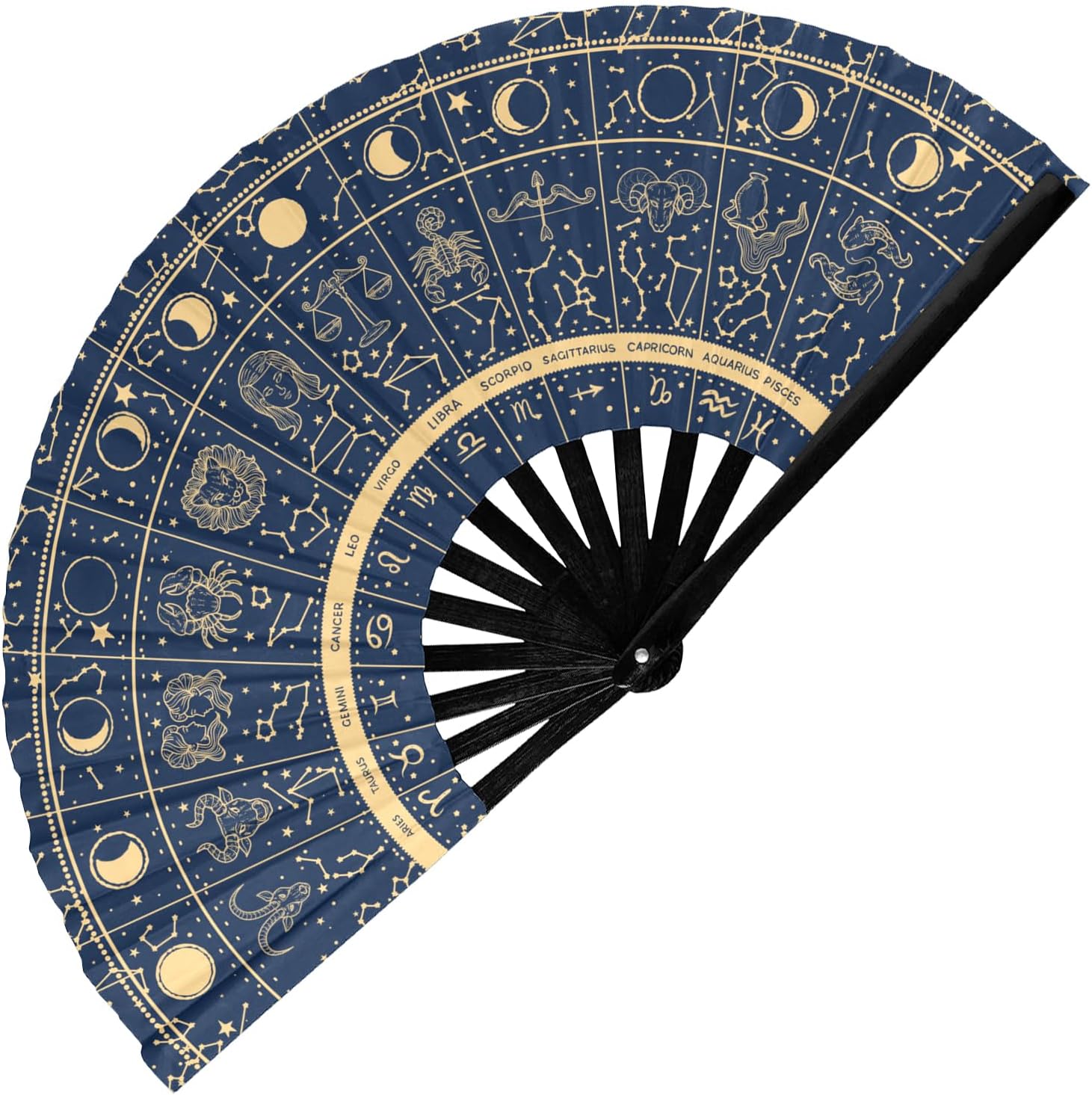 Amazon.com: GloFX Rave Fan - Zodiac Signs - Large Folding Hand Fan ...