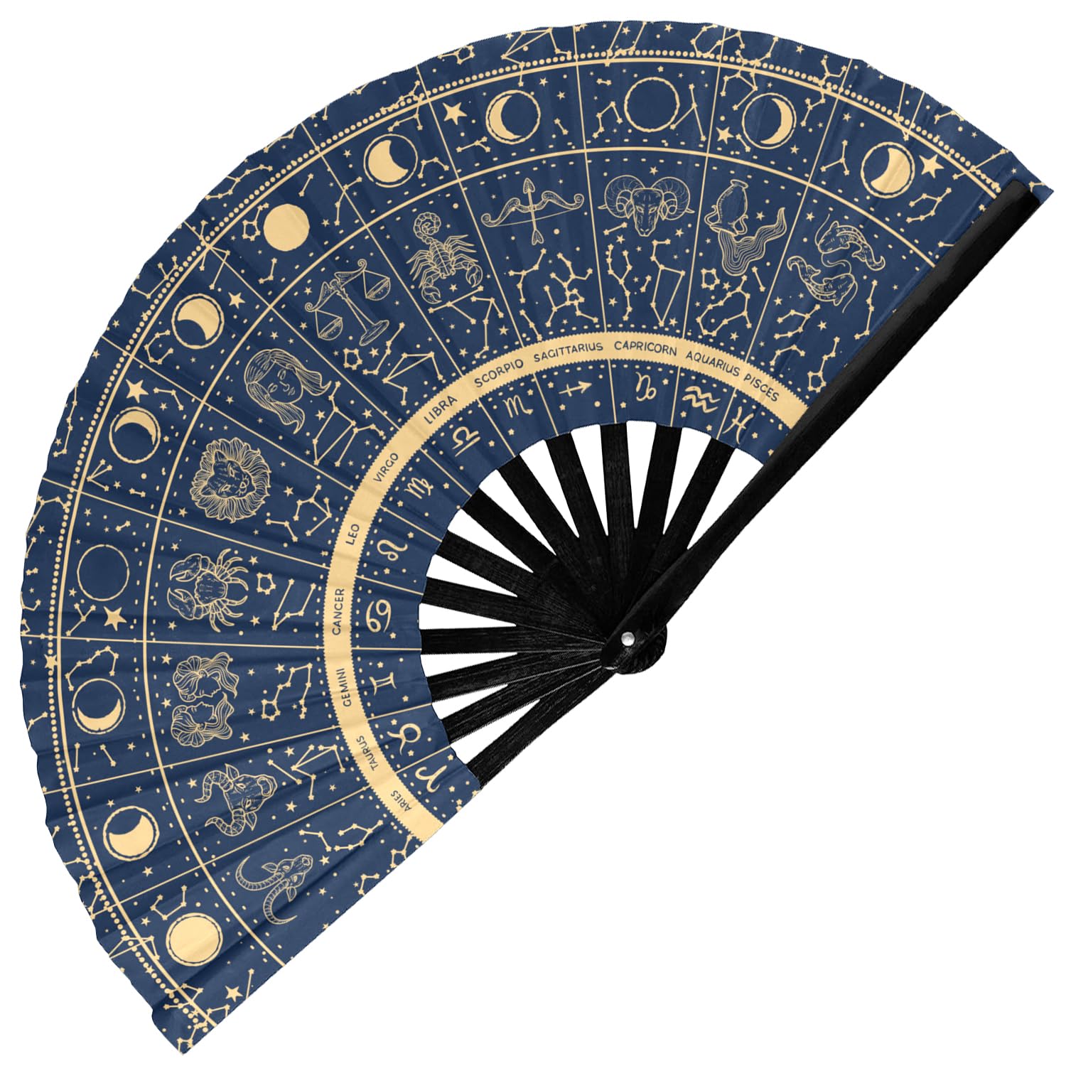 Amazon.com: GloFX Rave Fan - Zodiac Signs - Large Folding Hand Fan ...