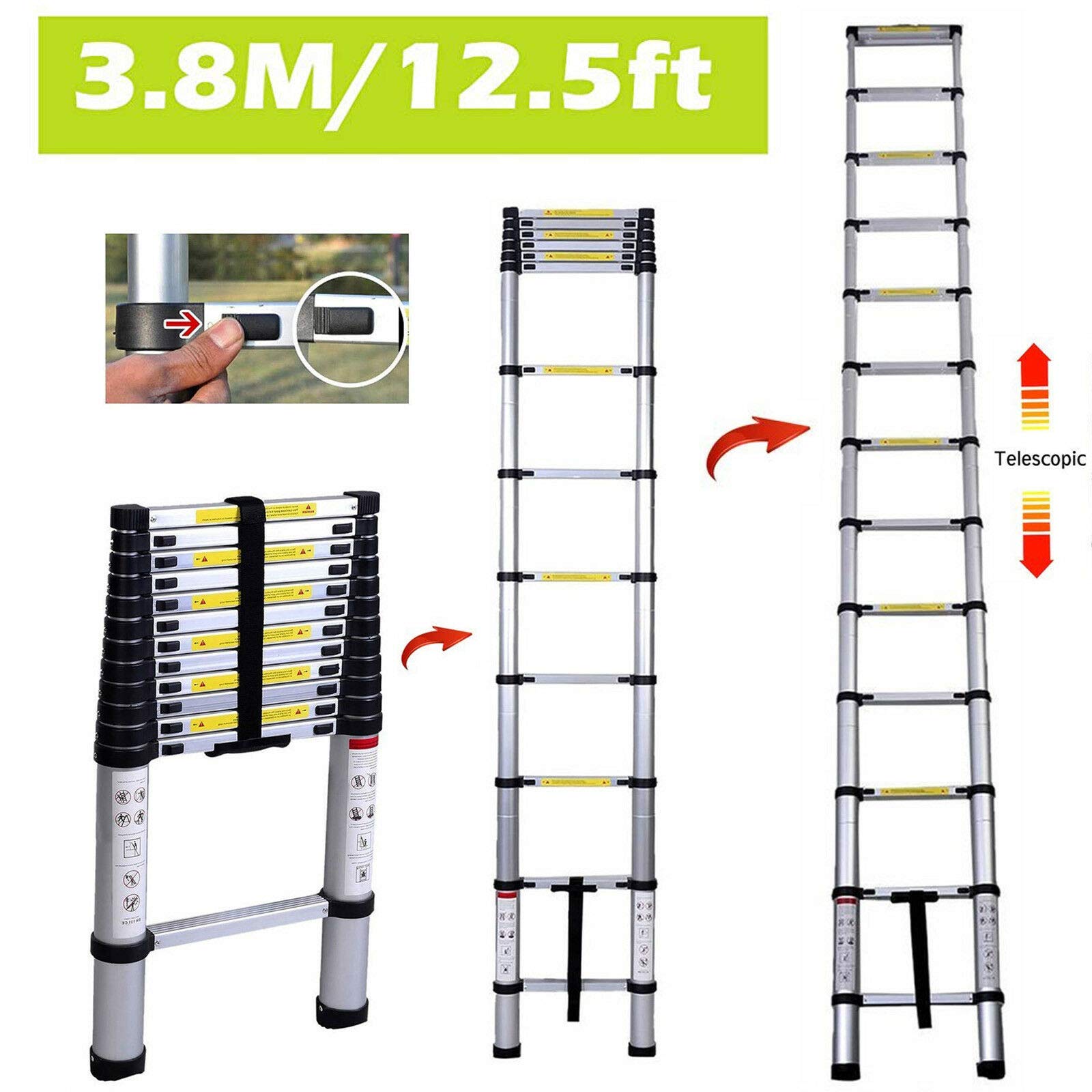 Folding Loft Ladder 10FT Telescoping Ladder - With 330lbs Capacity For ...