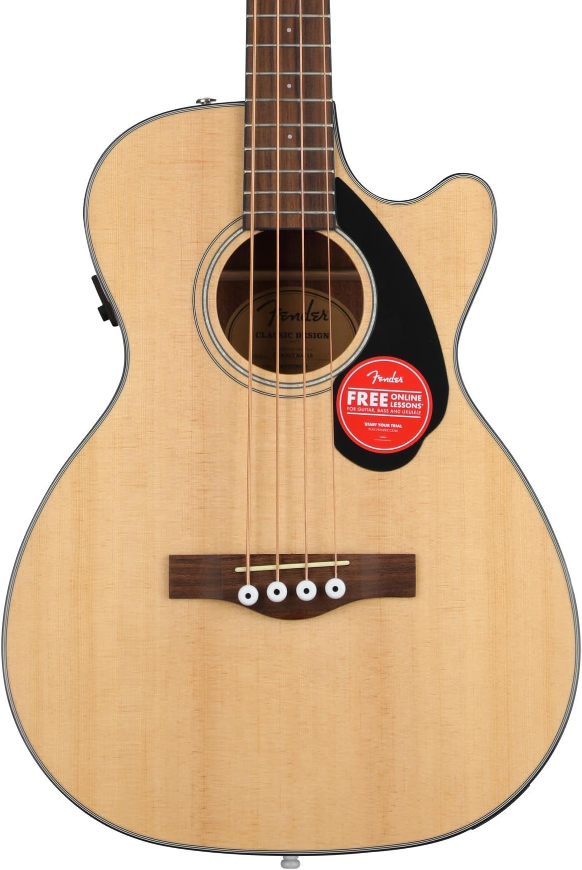Fender CB-60SCE Beginner Acoustic -Electric Bass Guitar - Natural ...