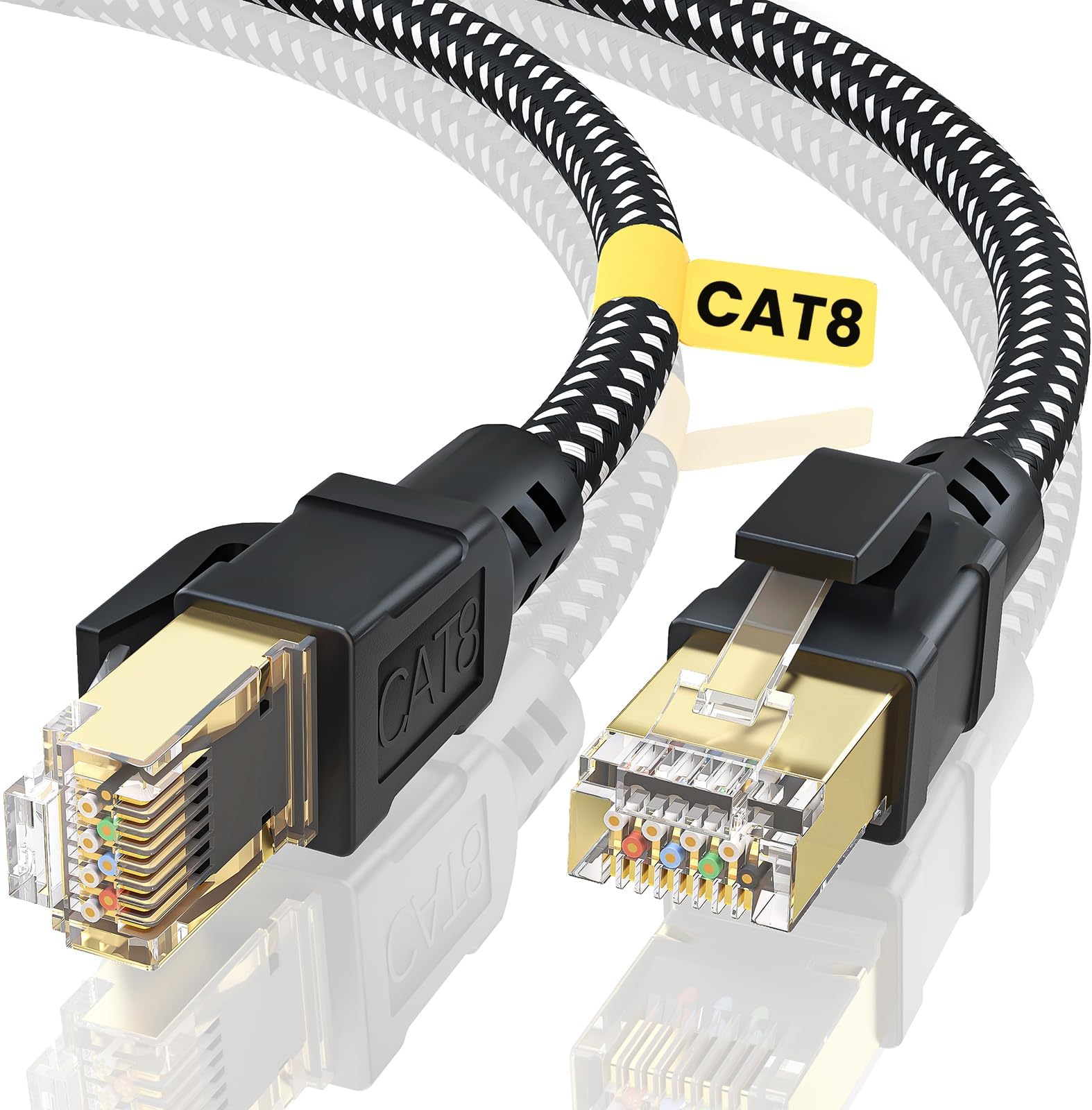 Amazon.co.jp: BUSOHE LANケーブル 3-meters CAT8 有線lan フラット40Gbps 2000MHz 高速 RJ45 コネクタ カテゴリー8 lan延長 ...