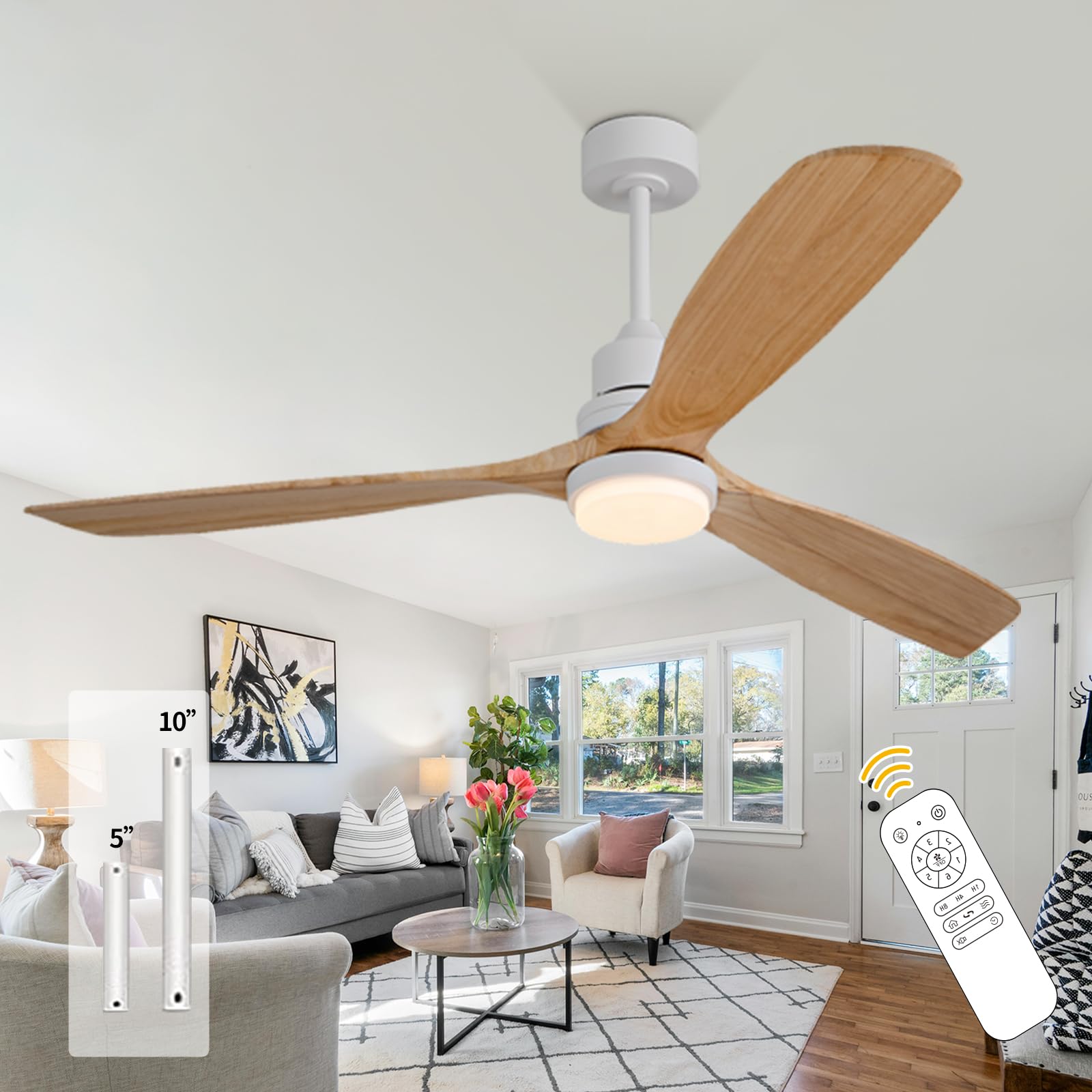 Snapklik.com : Ceversa 60 Inch Outdoor Natural Wood Ceiling Fans