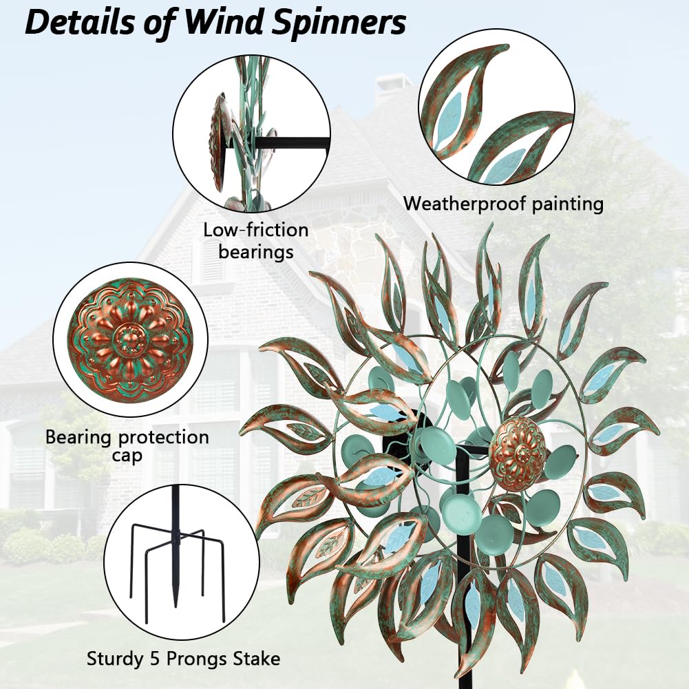 Snapklik.com : 23.8"" Wind Spinners Outdoor, Large Metal Wind Spinners ...