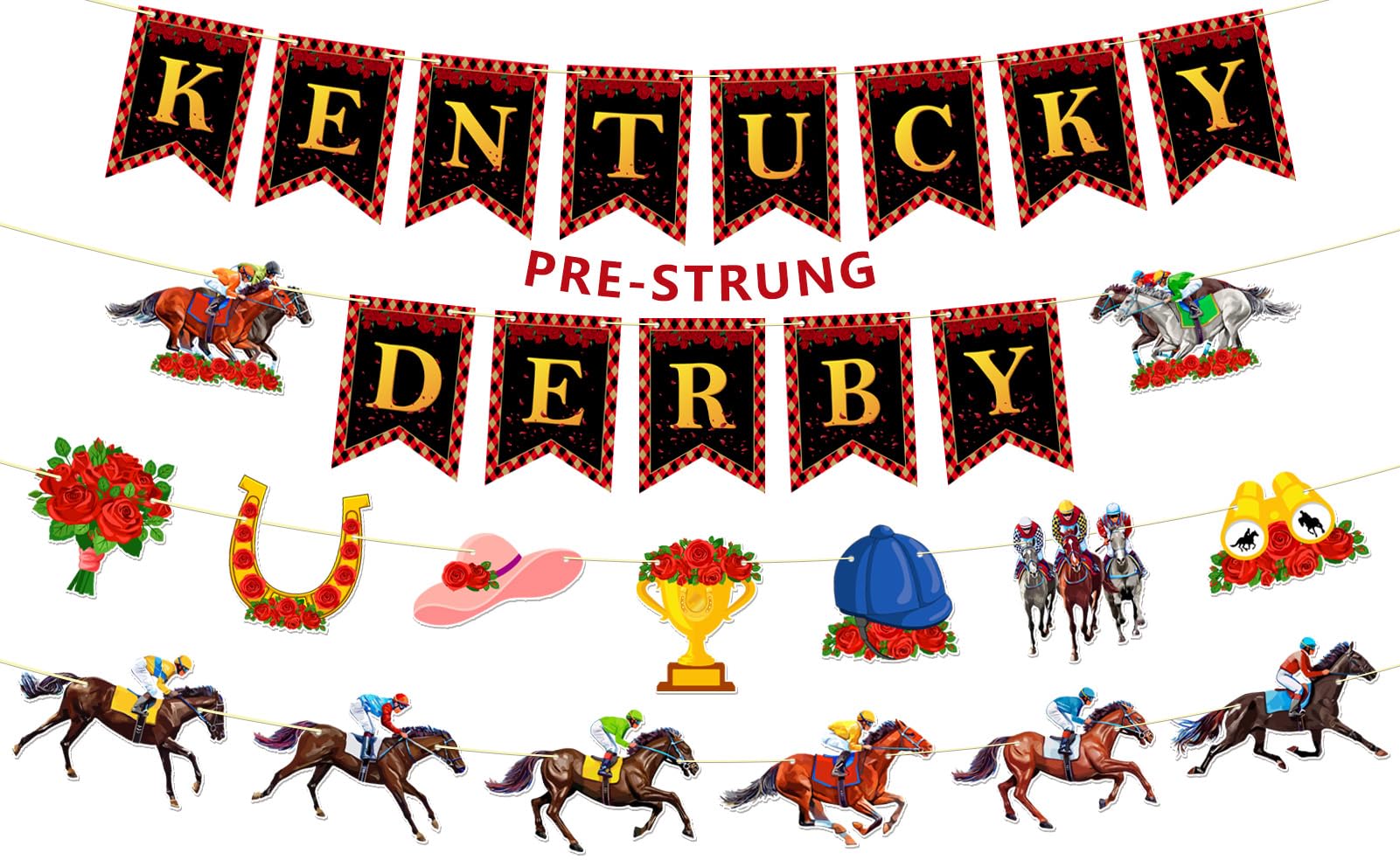 Amazon.com: Hiyimipty Pre-Strung Kentucky Derby Party Decorations ...