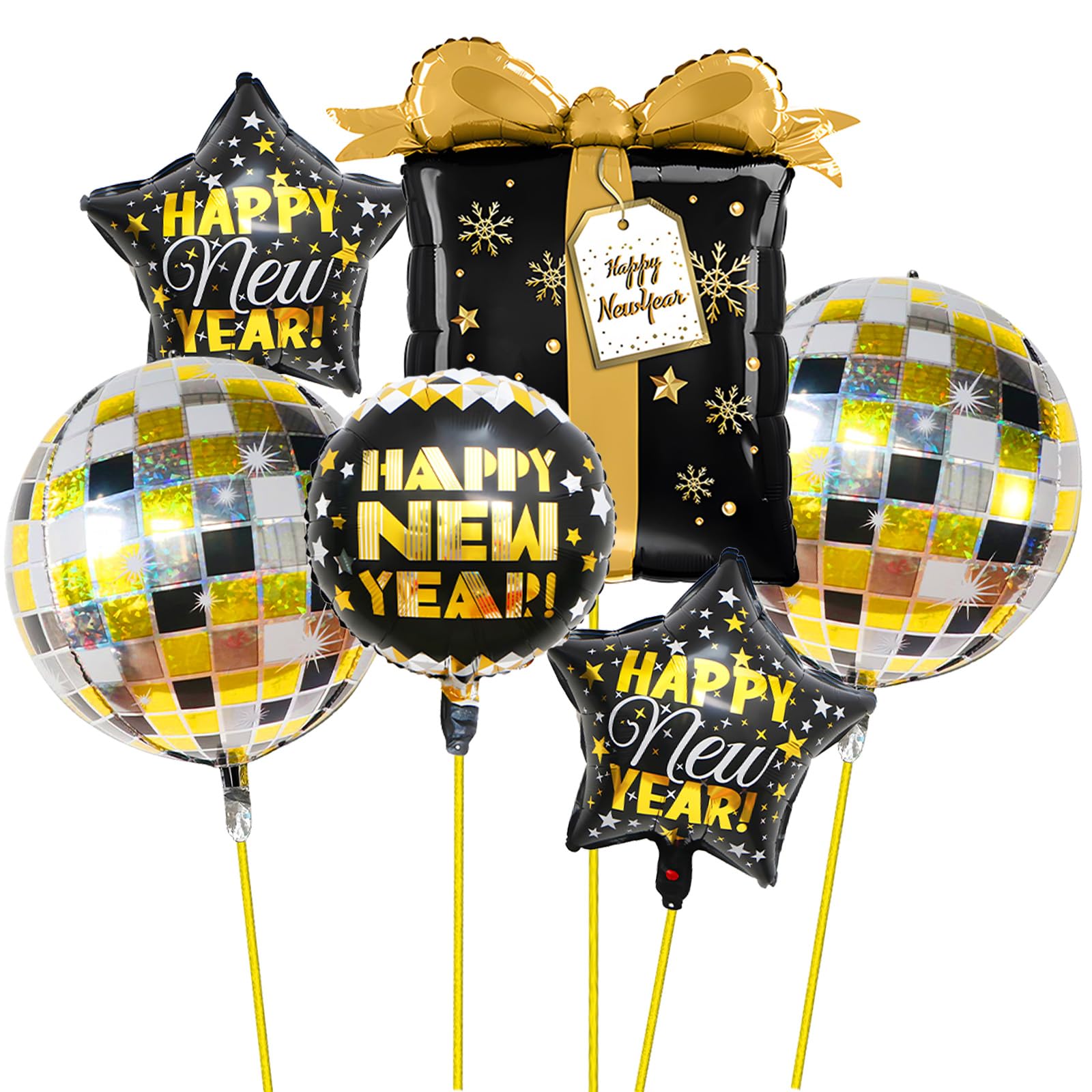 Amazon.com: YQUQWN 6 PCS Large Happy New Years Balloons Disco Balloons ...