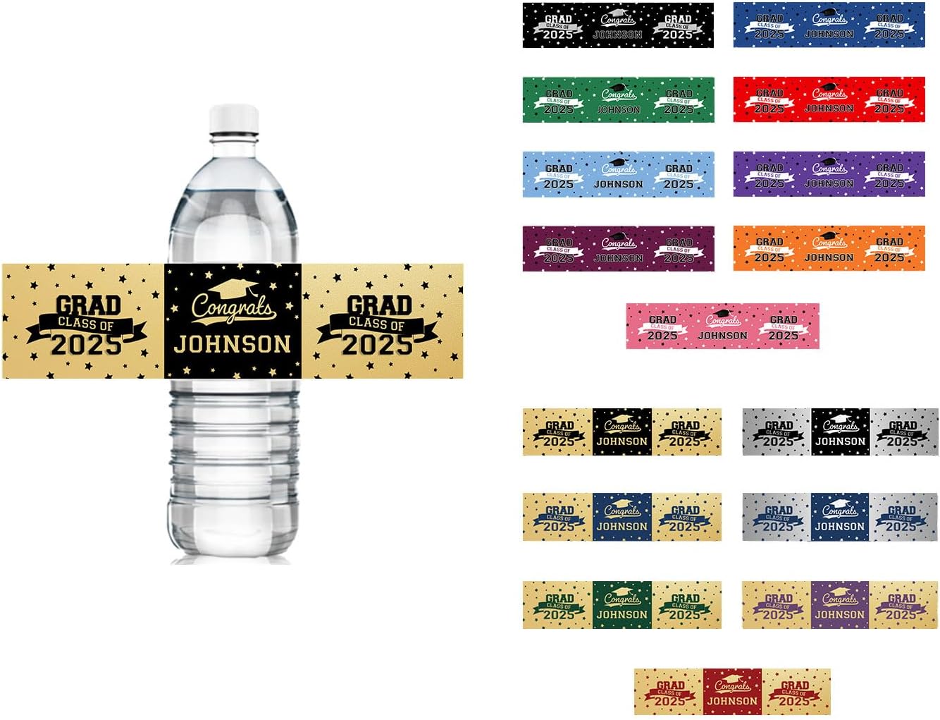 Amazon.com: Personalized Class of 2025 Waterproof Water Bottle Labels ...