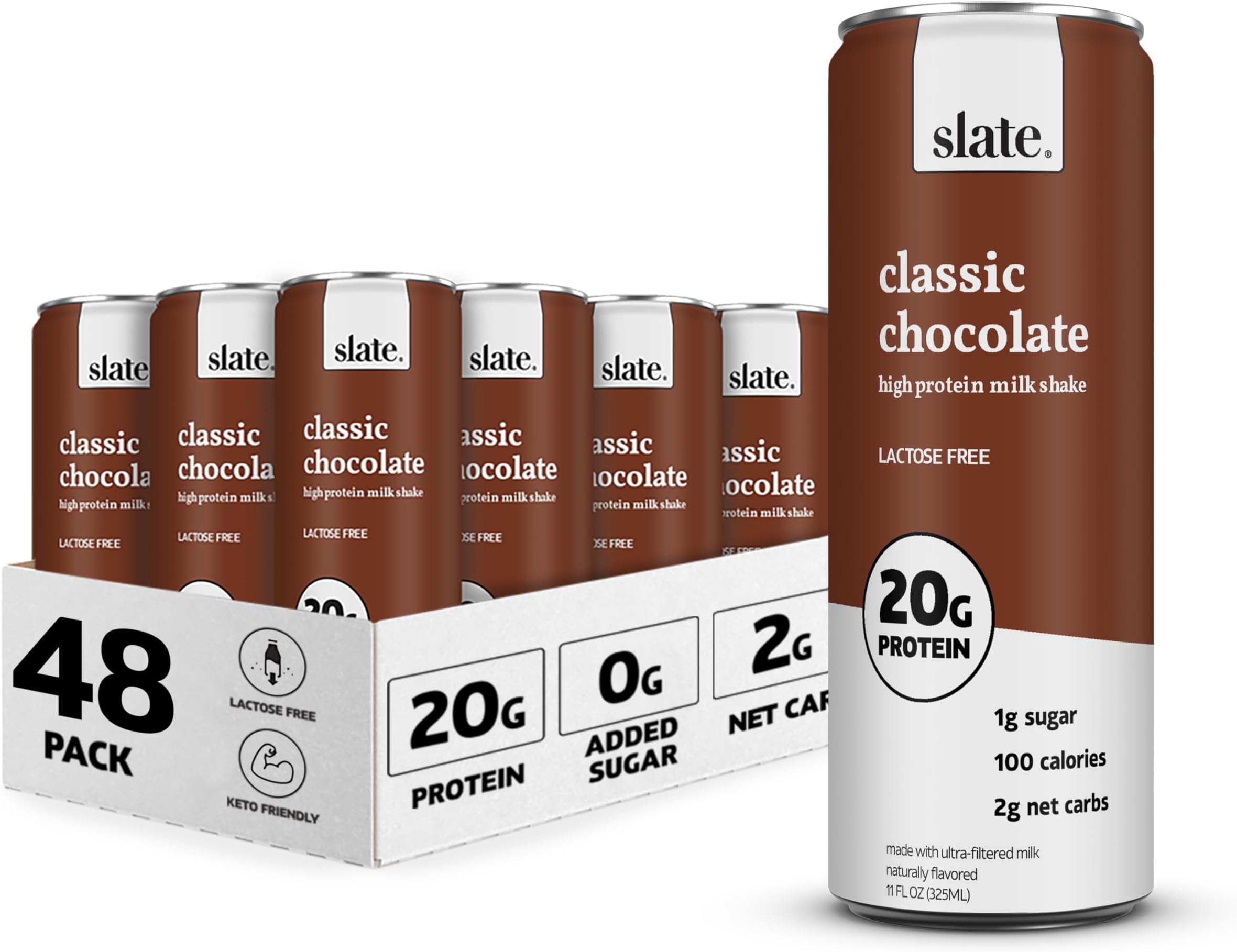 Amazon.com: Slate Milk - High Protein Milk Shake - Classic Chocolate ...