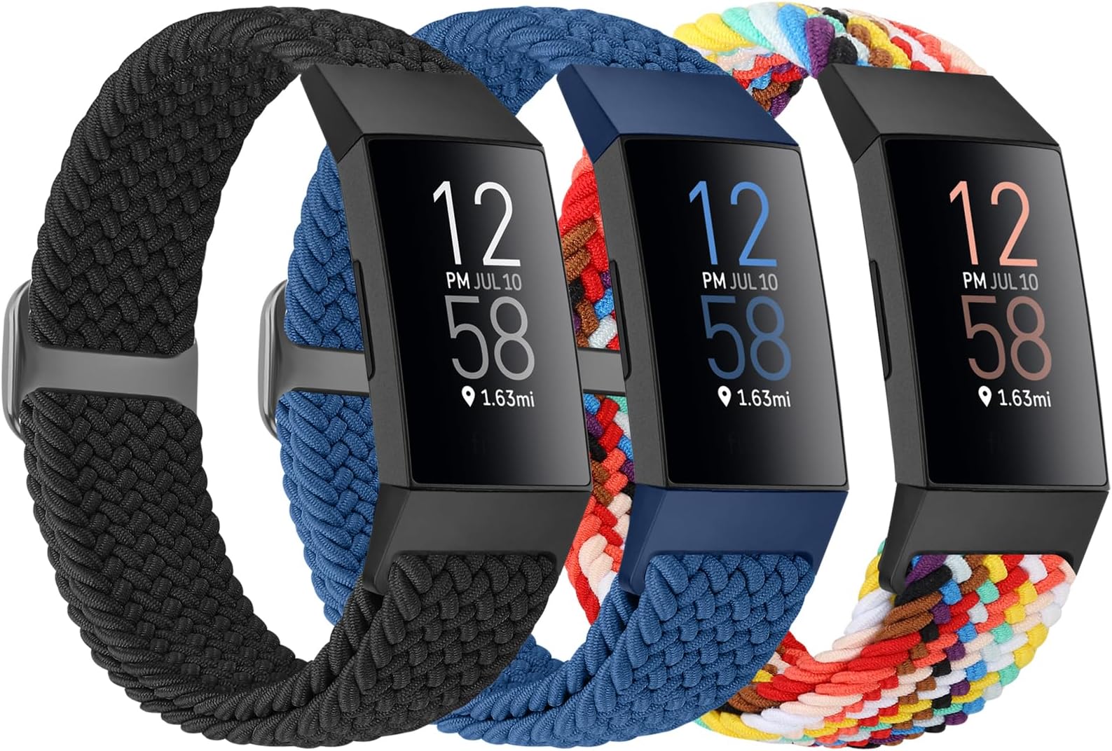 Amazon.com: PACK 3 Silicone Bands for Fitbit Charge 4 / Fitbit Charge 3 ...