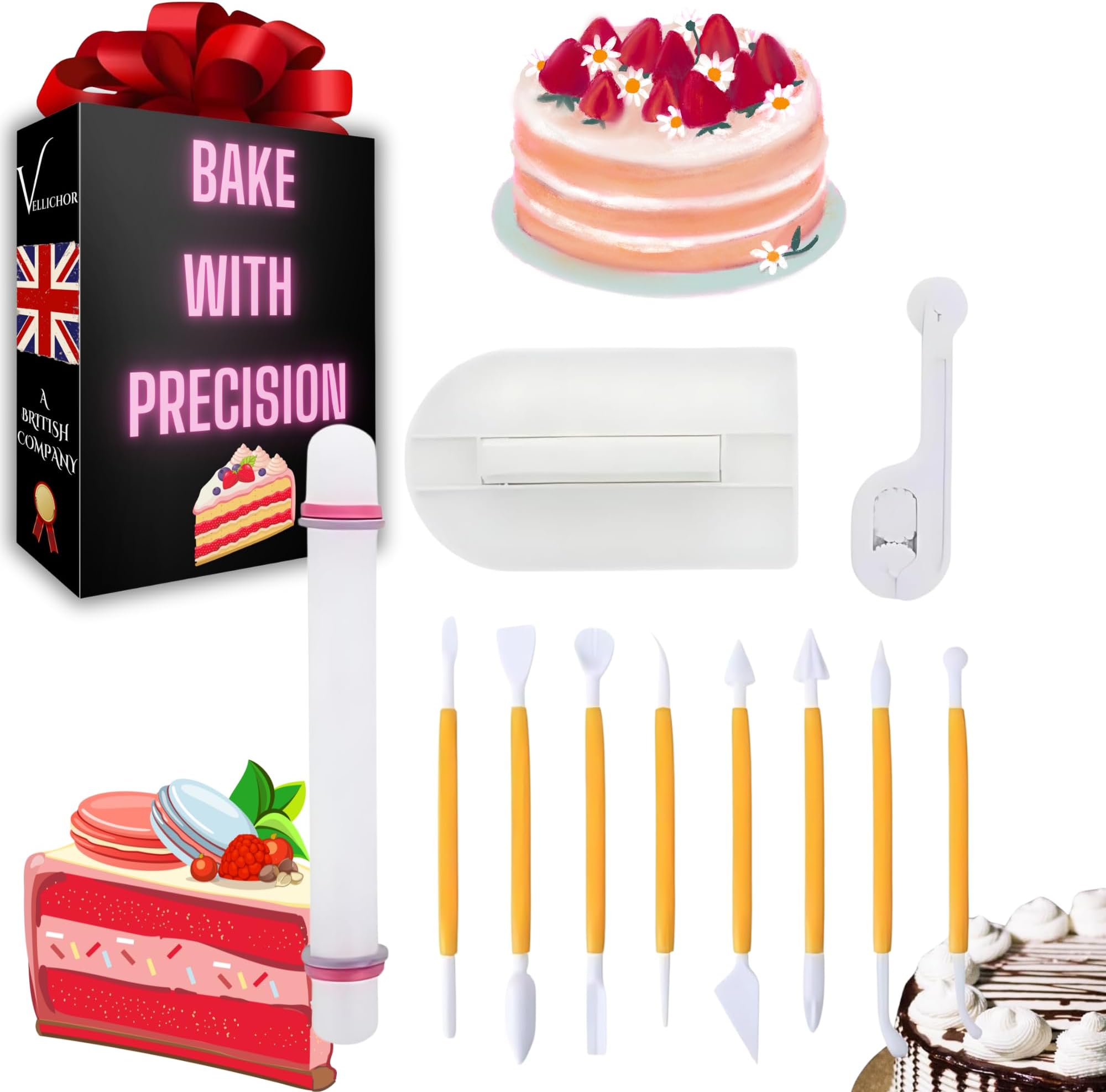 11-Piece Fondant Cake Decorating Tool Set: Premium Food-Grade Plastic ...