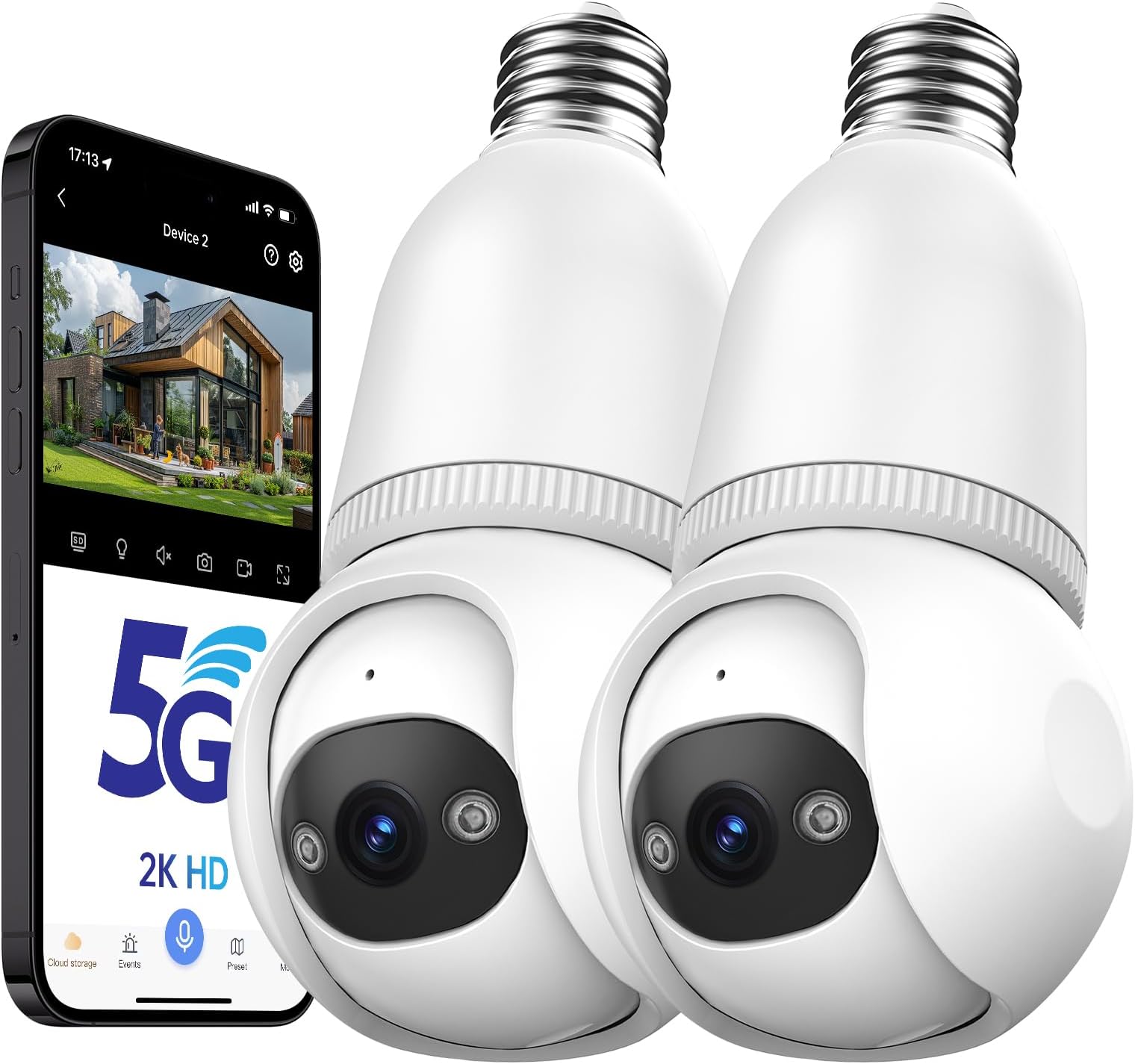 Amazon.com : Noahcam Lightbulb Security Camera Outdoor, 5g/2.4ghz WiFi ...