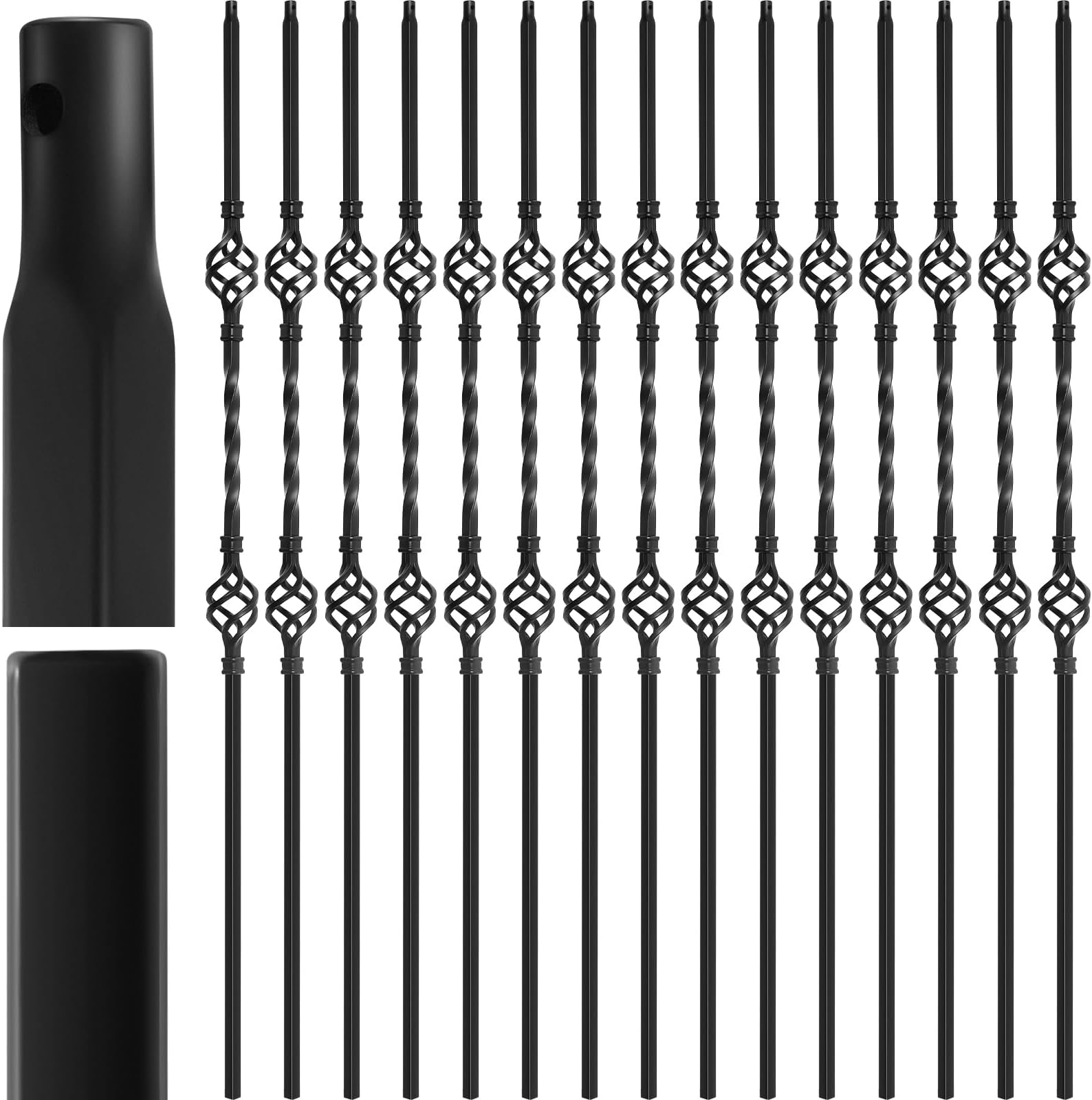 Therwen 15 Pcs Wrought Iron Balusters for Staircase 1/2 x 44 Hollow ...